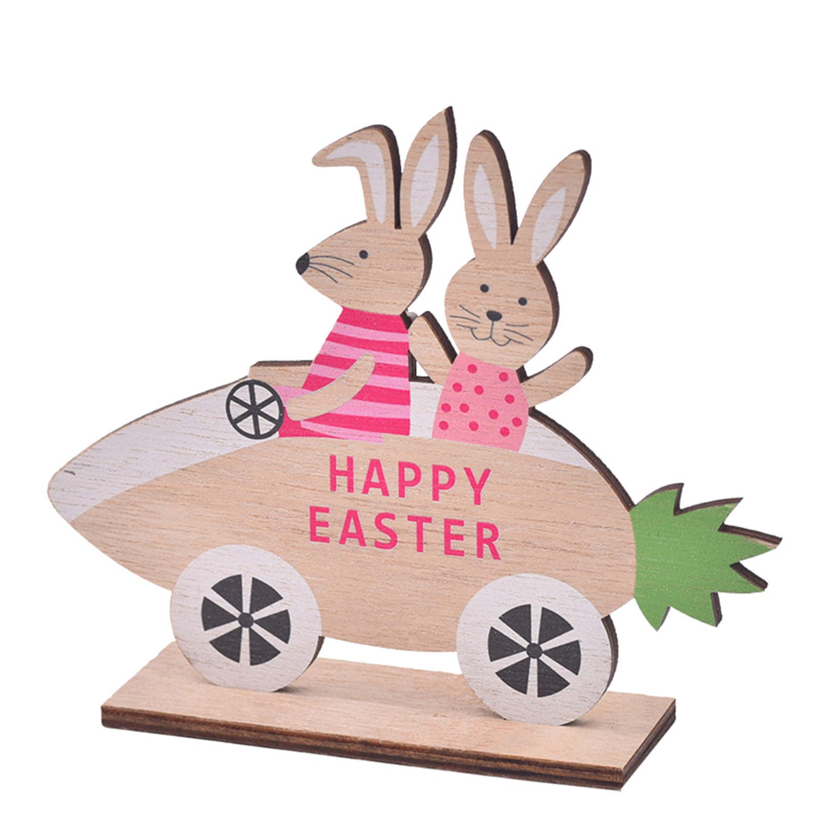 EHQJNJ Easter Themed Office Desk Decor Easter Wooden Crafts Rabbit Radish Bike Easter Rabbit ...