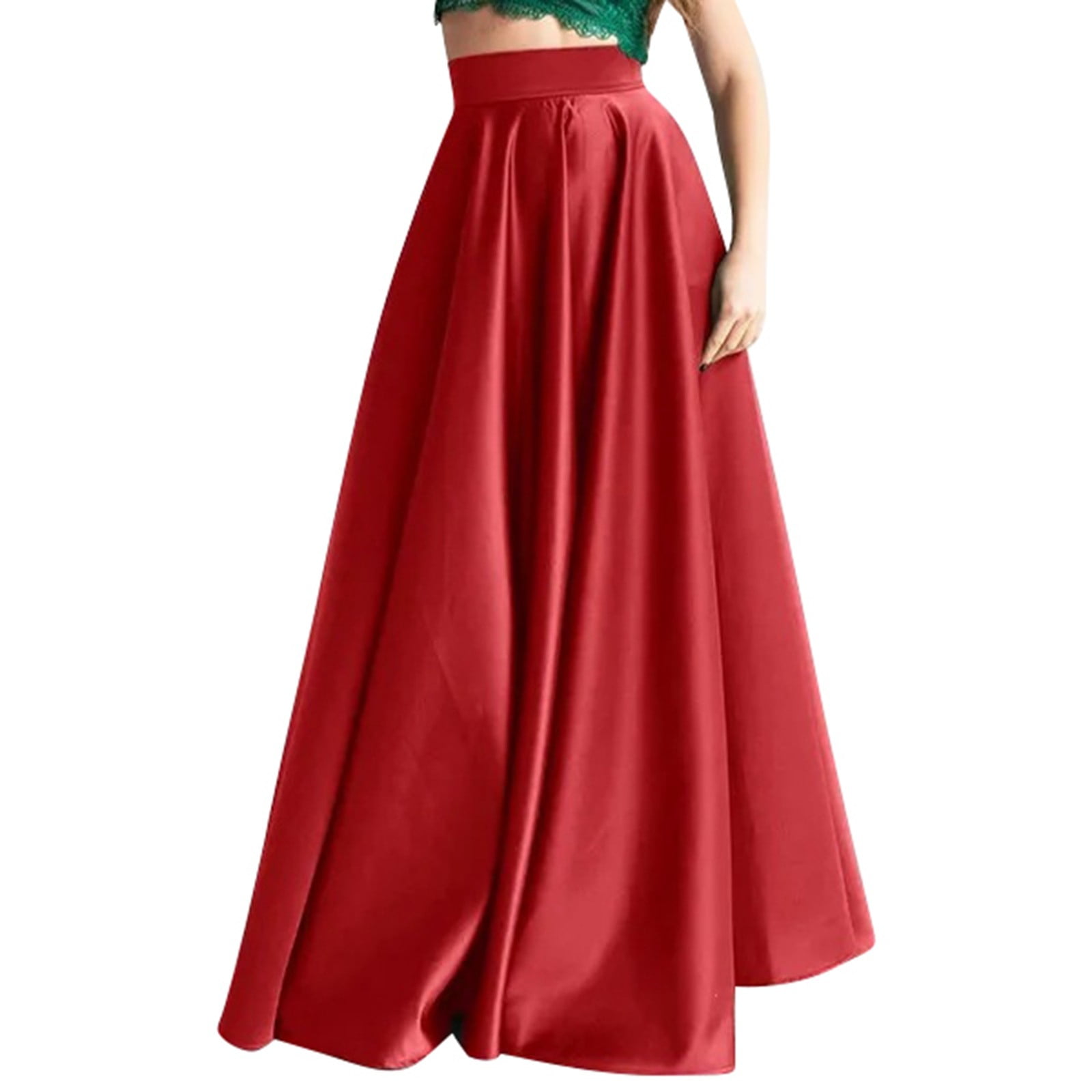 Ehqjnj Female Beach Skirt Coverup Womens High Waisted Evening Satin Casual Loose A Line Extra