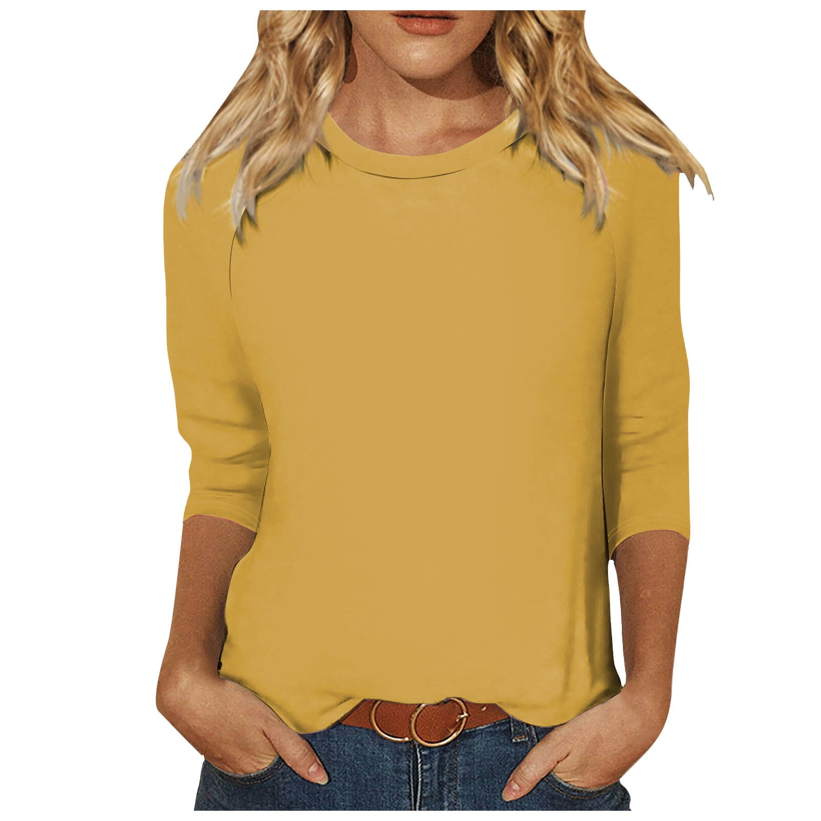 Ehqjnj Female Crop Tops For Girls Women 34 Sleeve Top Summer Casual Versatile Raglan Shirt