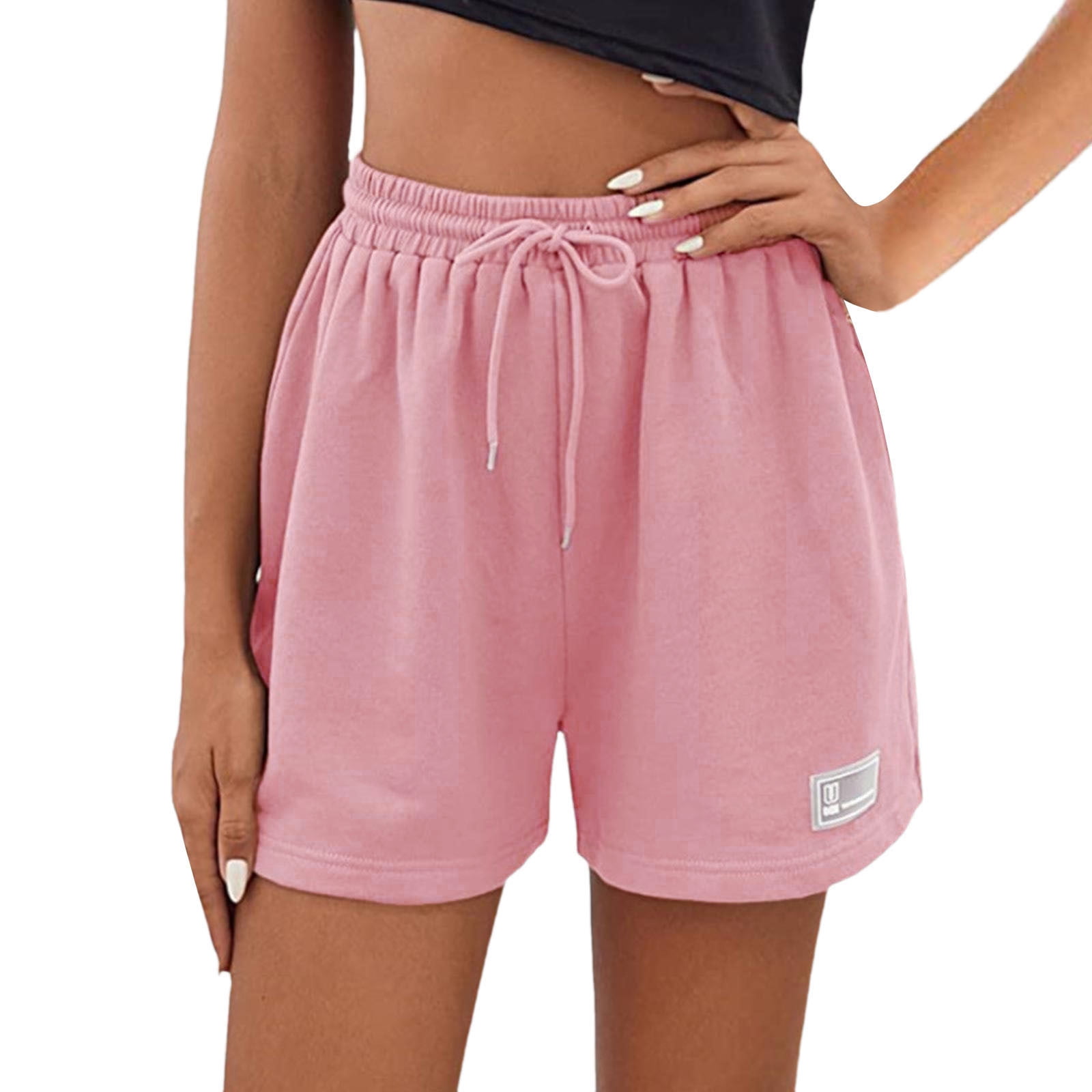 Ehqjnj Female White Linen Shorts Women Sports Knit Shorts Casual Drawstring Waist Sports Shorts