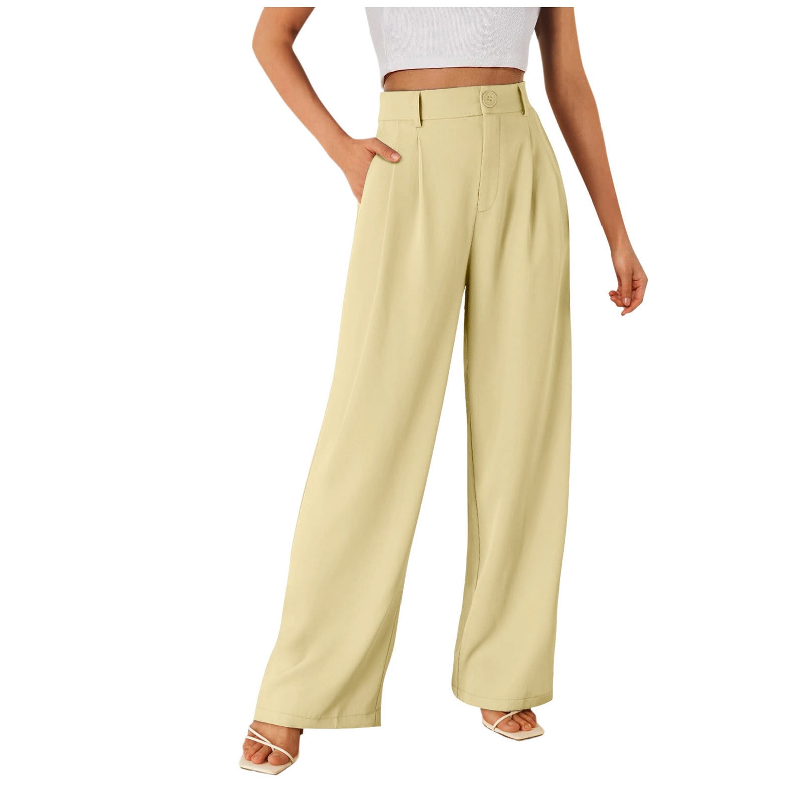 EHQJNJ Female Womens Pants Fall 2024 Petite Womens Wide Leg Dress Pants ...