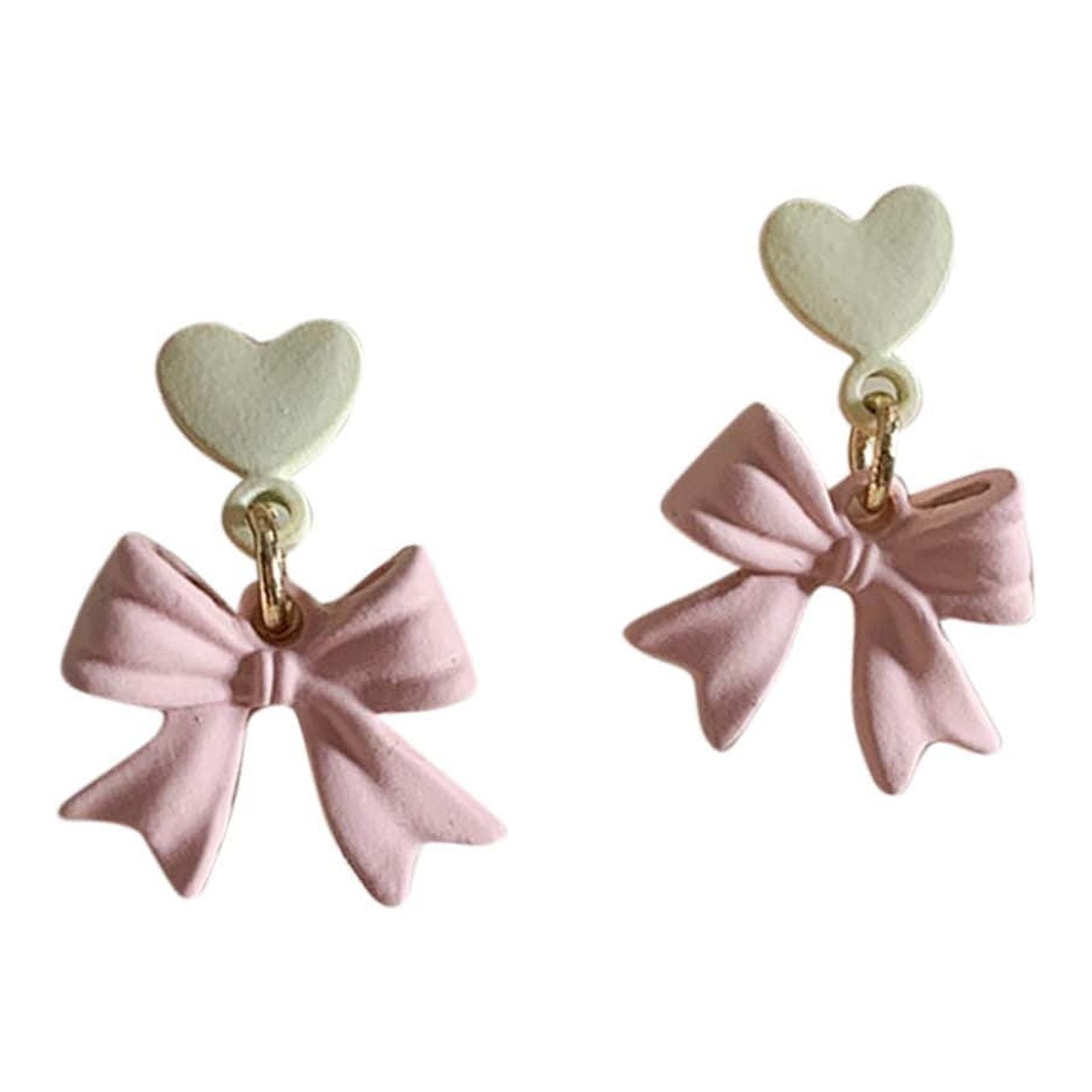 EHQJNJ Flatback Stud Earrings Pink Bow Love Heart Earrings Women Love Stud Earrings Short Pink ...