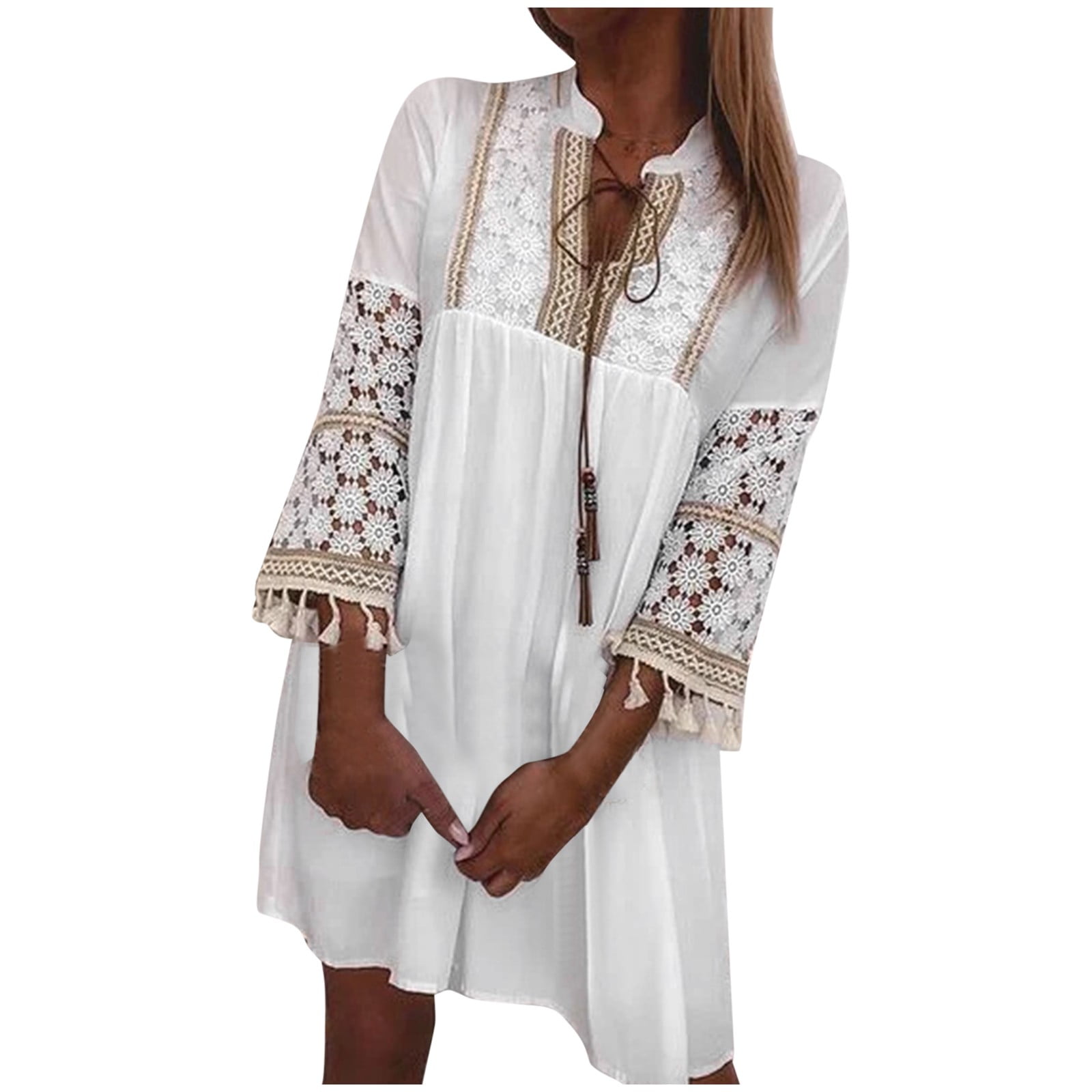 EHQJNJ Green Dress Long Sleeve Fashionable Lace Patchwork Dress Womens ...