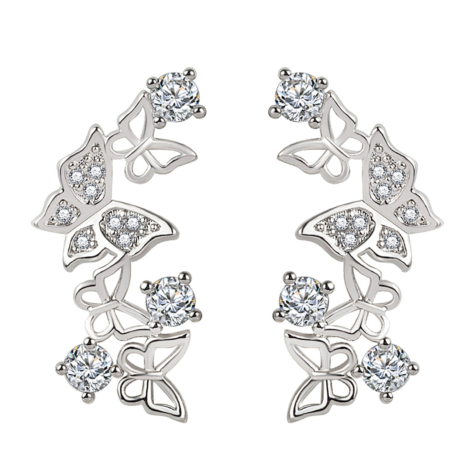 EHQJNJ Huggie Earrings Silver Silver Ear Earring Stud Vine 3D Wrap ...