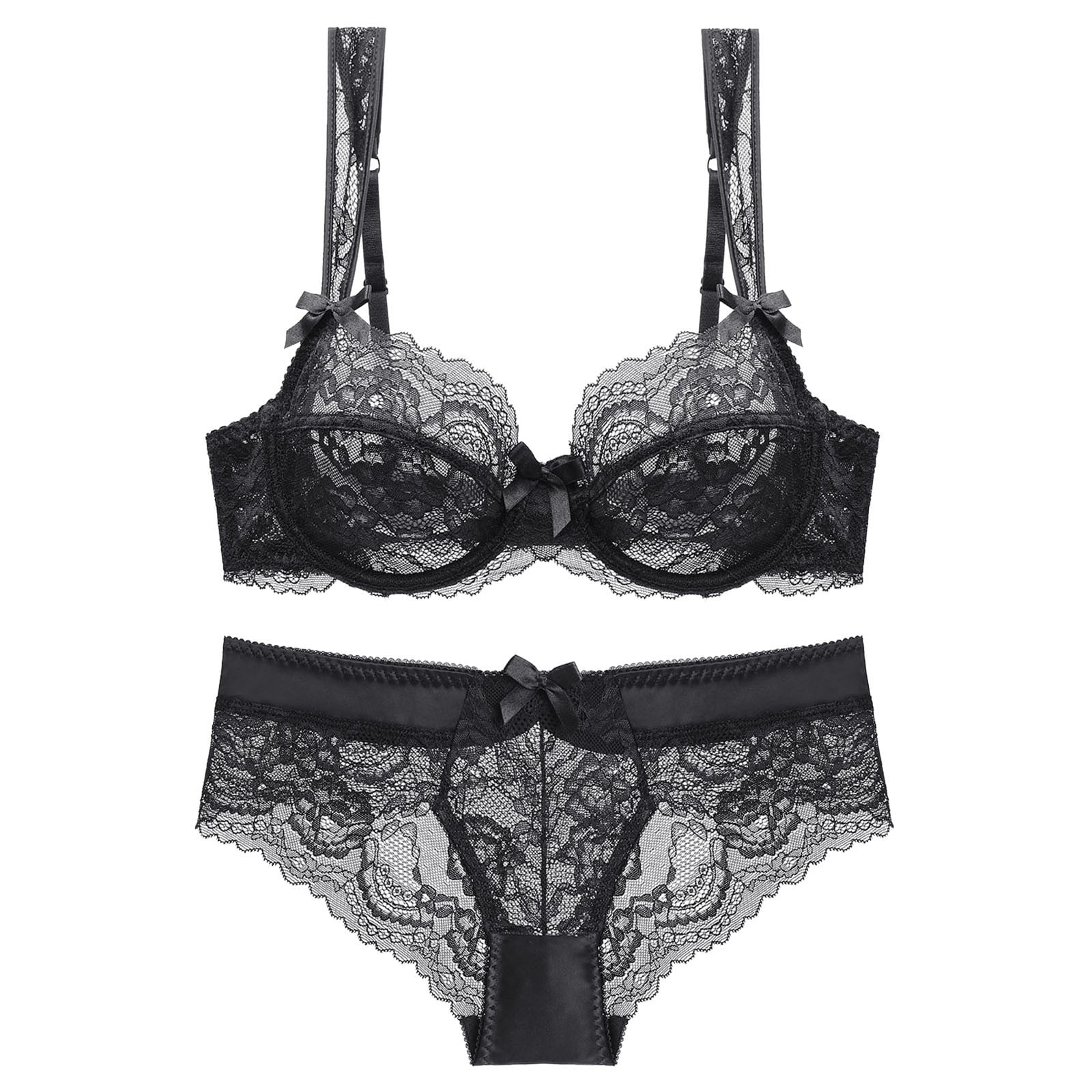 Ehqjnj Lace Bra And Panty Sets With Support Ladies Lingerie Sheer Slim No Cushion Lace Bra Set