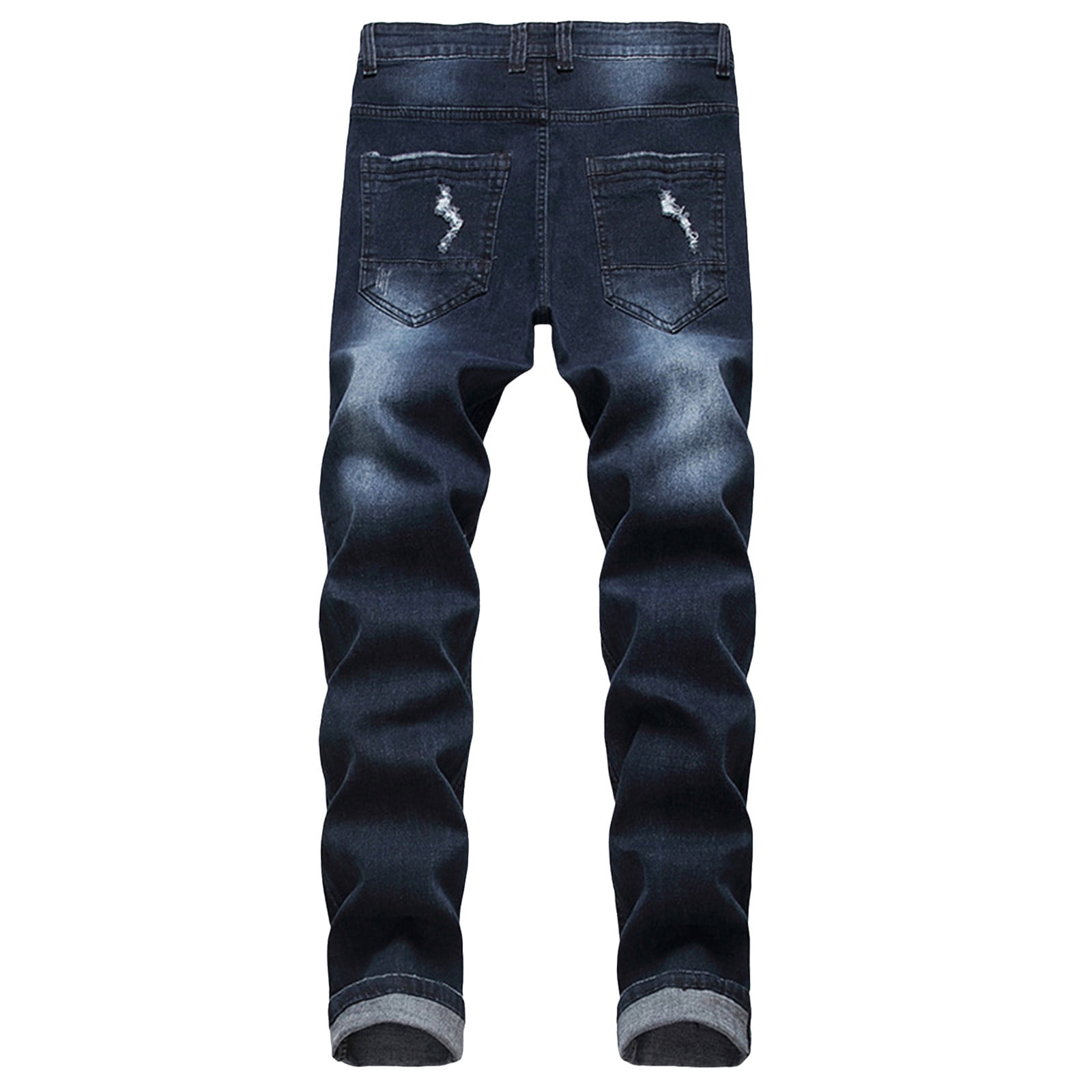 EHQJNJ Mens Jeans Regular Fit Bootcut Mens Distressed Black Stretch ...