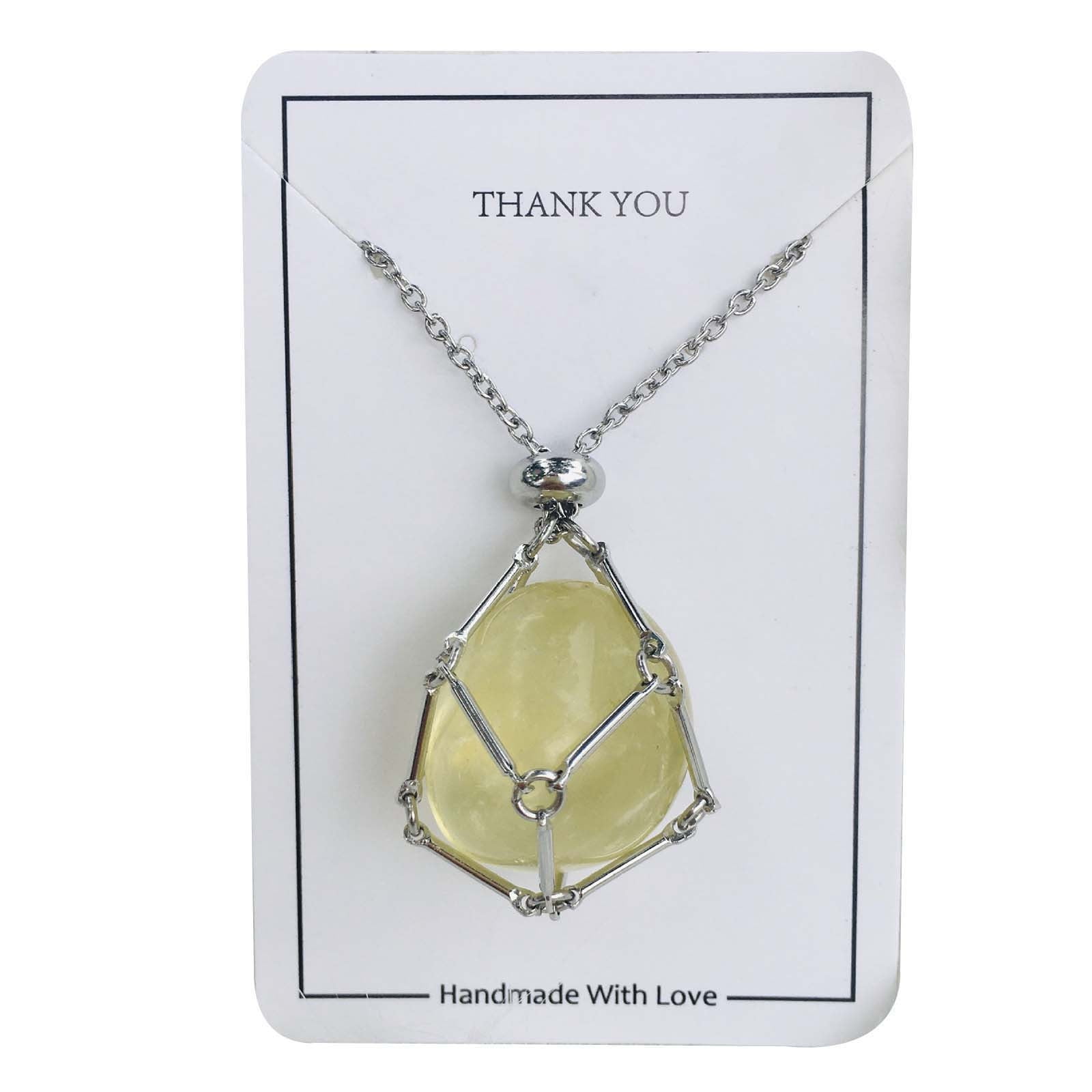 EHQJNJ Necklace Pendant Set Natural Stone Net Metal Joint Necklace ...