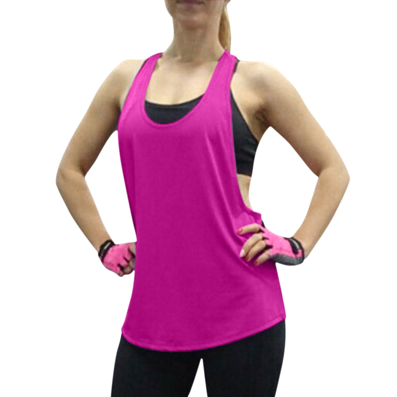 EHQJNJ Plus Size Tank Tops with Built in Bra Cropped Women's Sport Vest Custom Casual Running ...