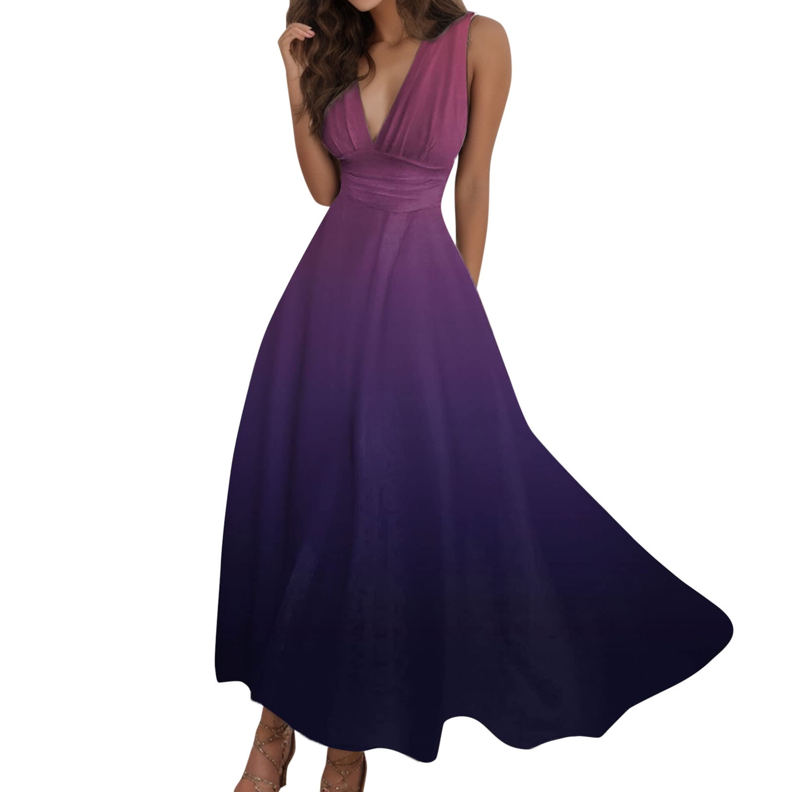 Ehqjnj Prom Dresses Women Summer Deep V Neck Formal Sleeveless Long