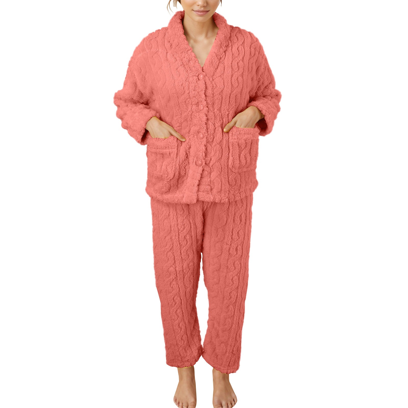 EHQJNJ Sexy Fuzzy Pajama Set for Women Fuzzy Pajama Set Warm Fluffy ...