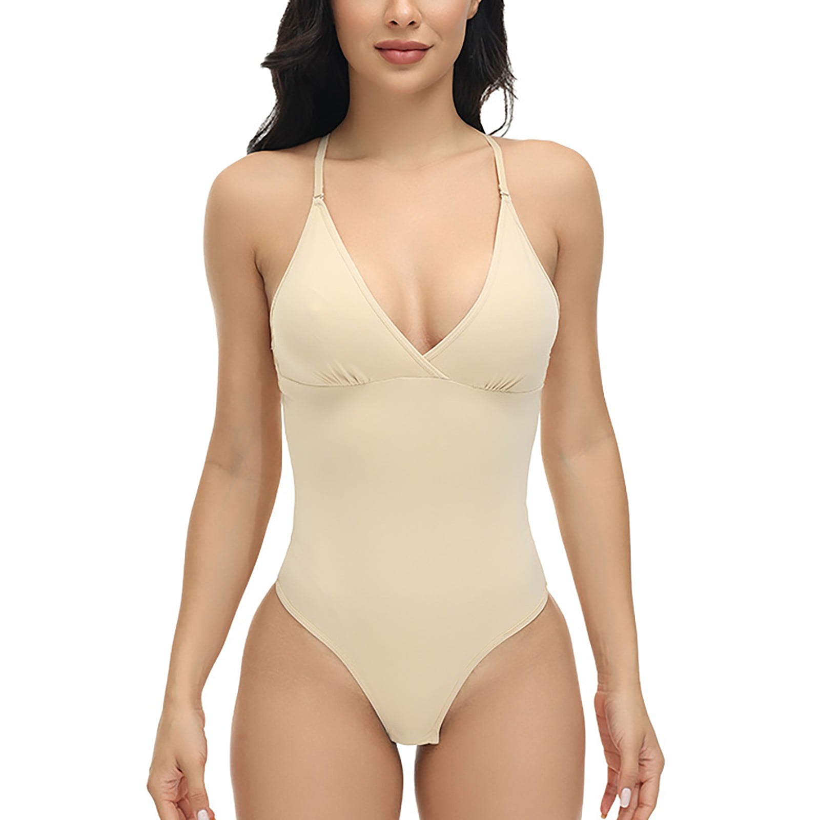 Ehqjnj Shapewear Tummy Control Tank Top Built In Bra Bodysuit Thong Shapewear Backless Body