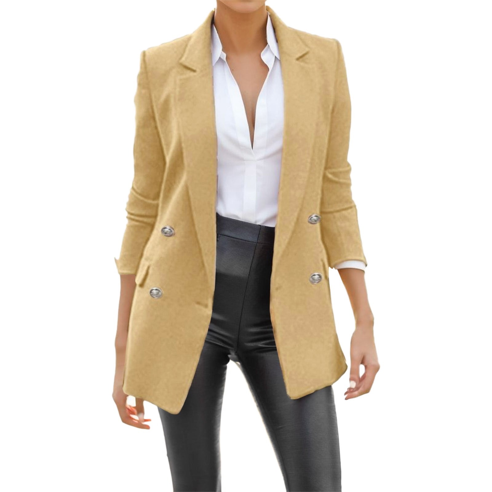 EHQJNJ Spring Blazers for Women 2024 Dressy Casual Open Front Long ...