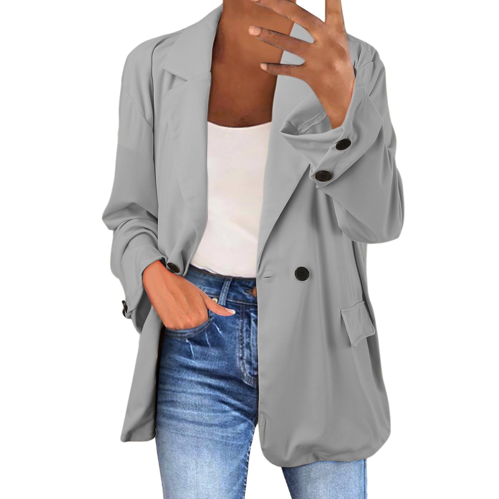 Ehqjnj Spring Blazers For Women 2024 Plus Womens New Lapel Slim Fit Cardigan Temperament
