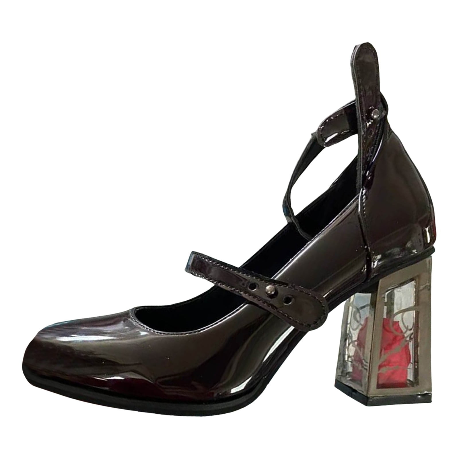 EHQJNJ Stiletto Hammer Titanium Oversized Rose Thick Heeled High Heels ...