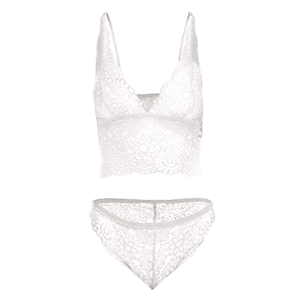 Ehqjnj White Bralette Lingerie Set Women Lace Bra And Panty Set