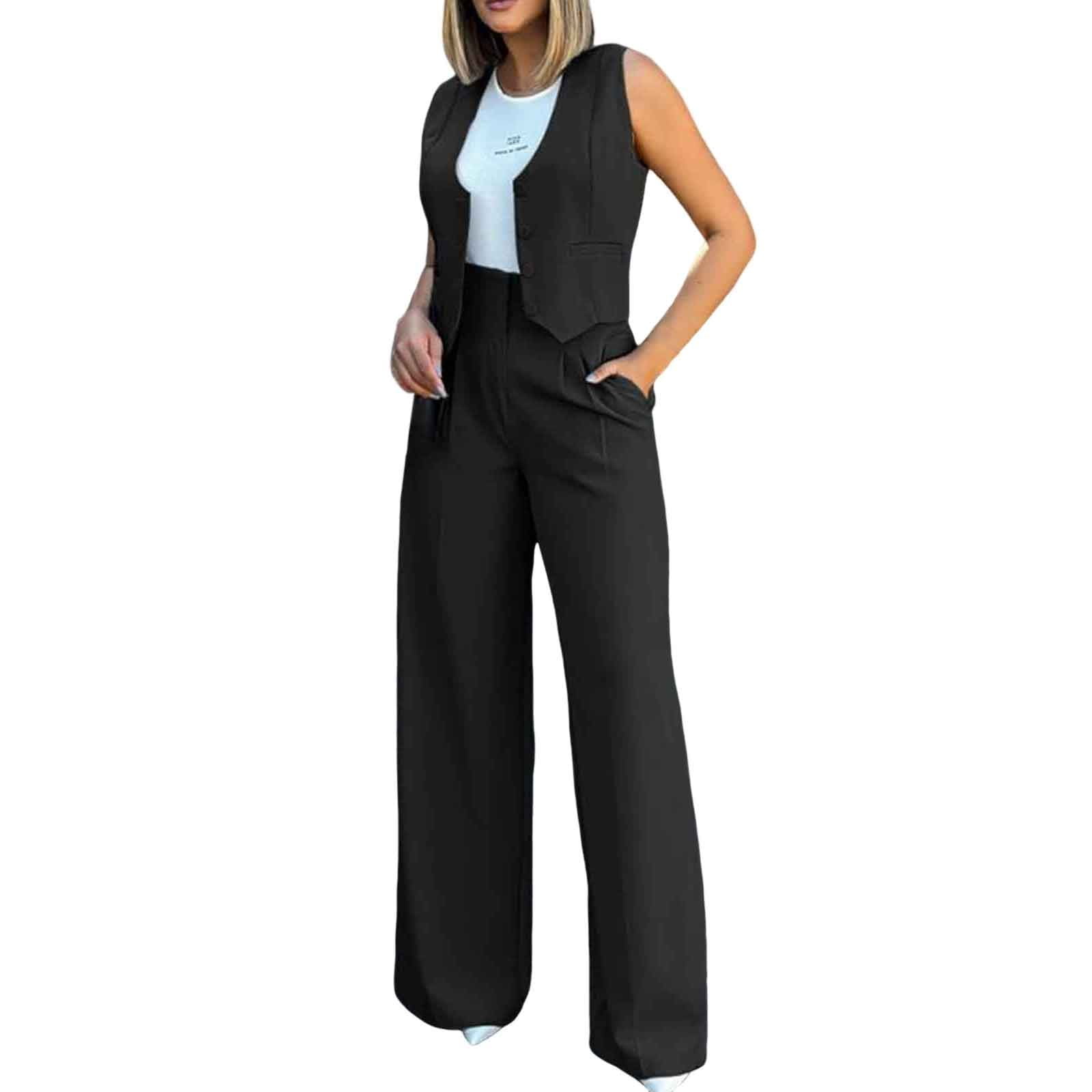 EHQJNJ Womens Pants Suits Dressy Casual Womens Elegant Solid Color Suit ...