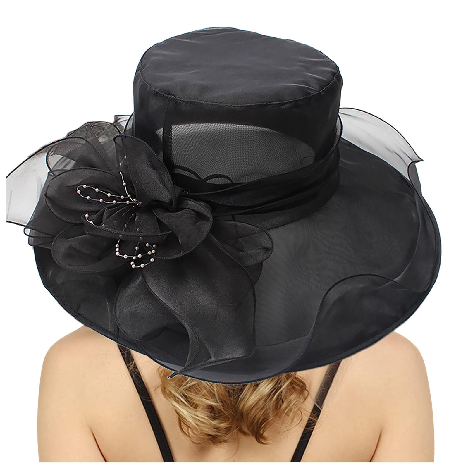 EHQJNJ Womens Sun Hats with Bow Womens Summer Dress Hat Wide Leaf ...