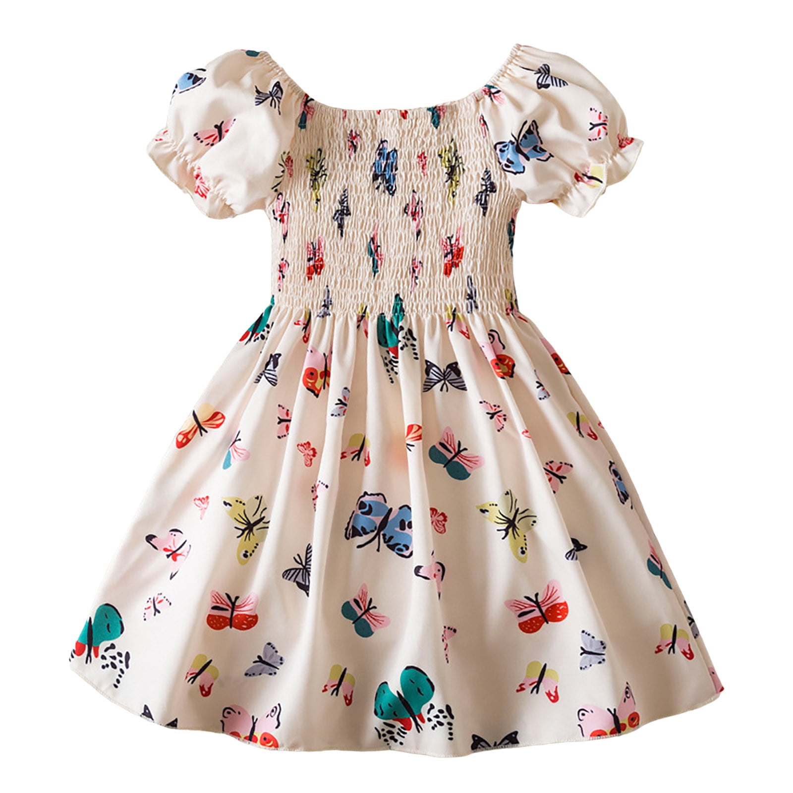 EHRWE Girls Dress Casual Toddler Children Girls Short Sleeve Cartoon ...