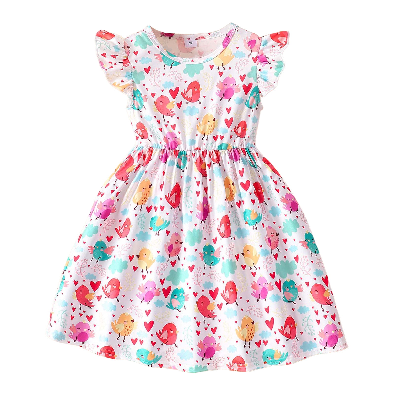 EHRWE Girls Summer Dresses Toddler Girls Flutter Sleeve Ruffle Edge ...