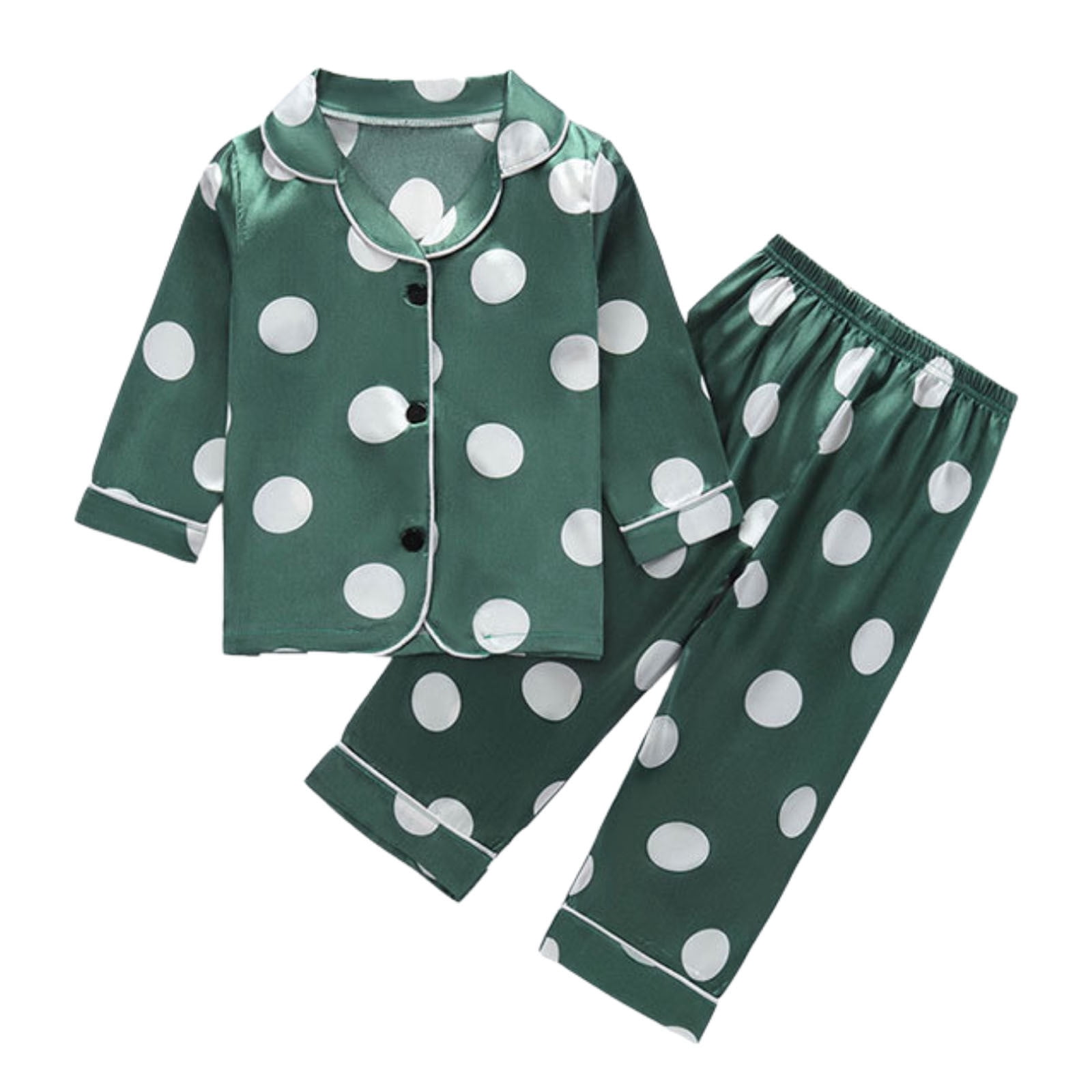 EHRWE Kids Girls Pajamas Set Children Satin Silk Button Down Pajamas ...