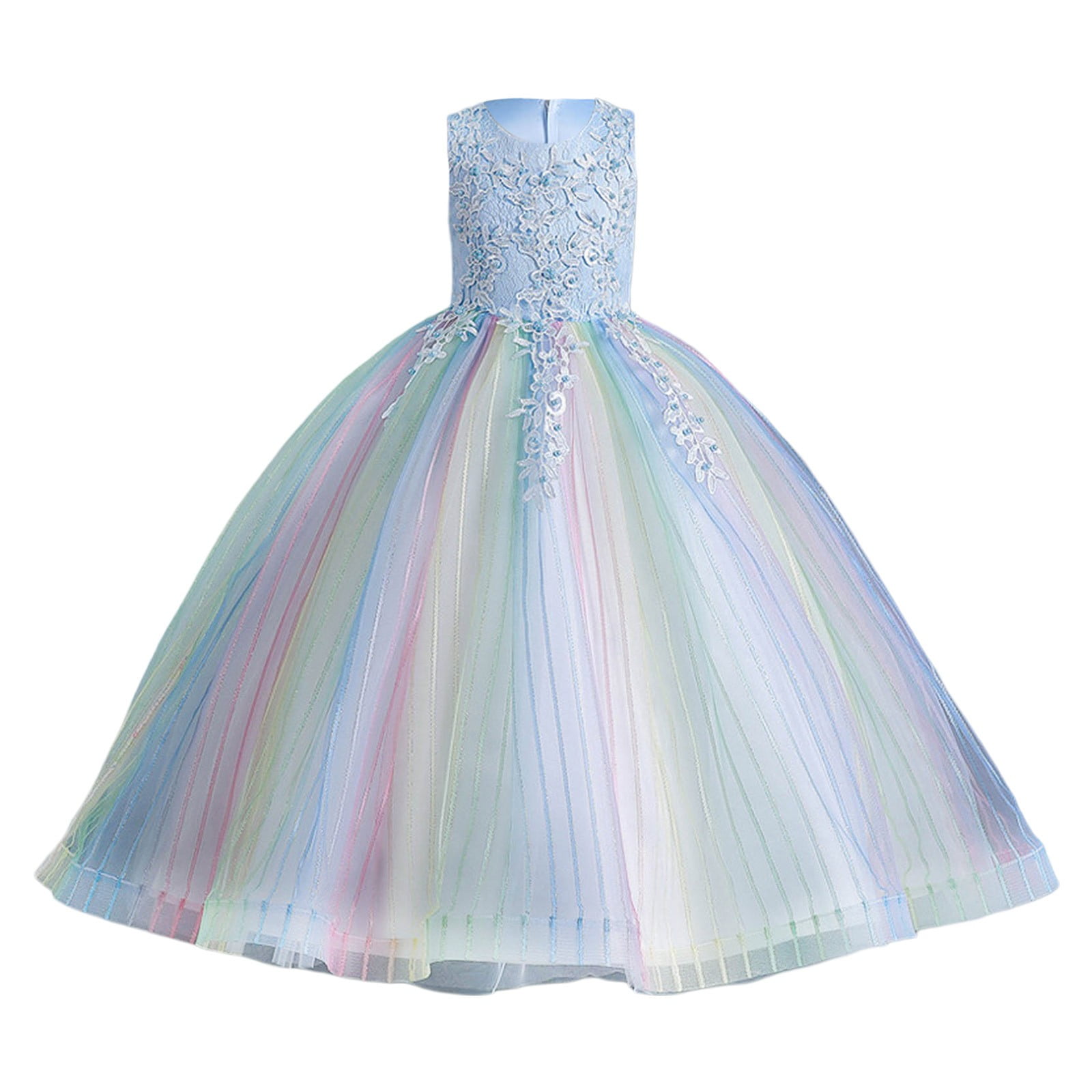 EHRWE Little Girl Dresses Children's Mesh Dress Sleeveless Gradient ...