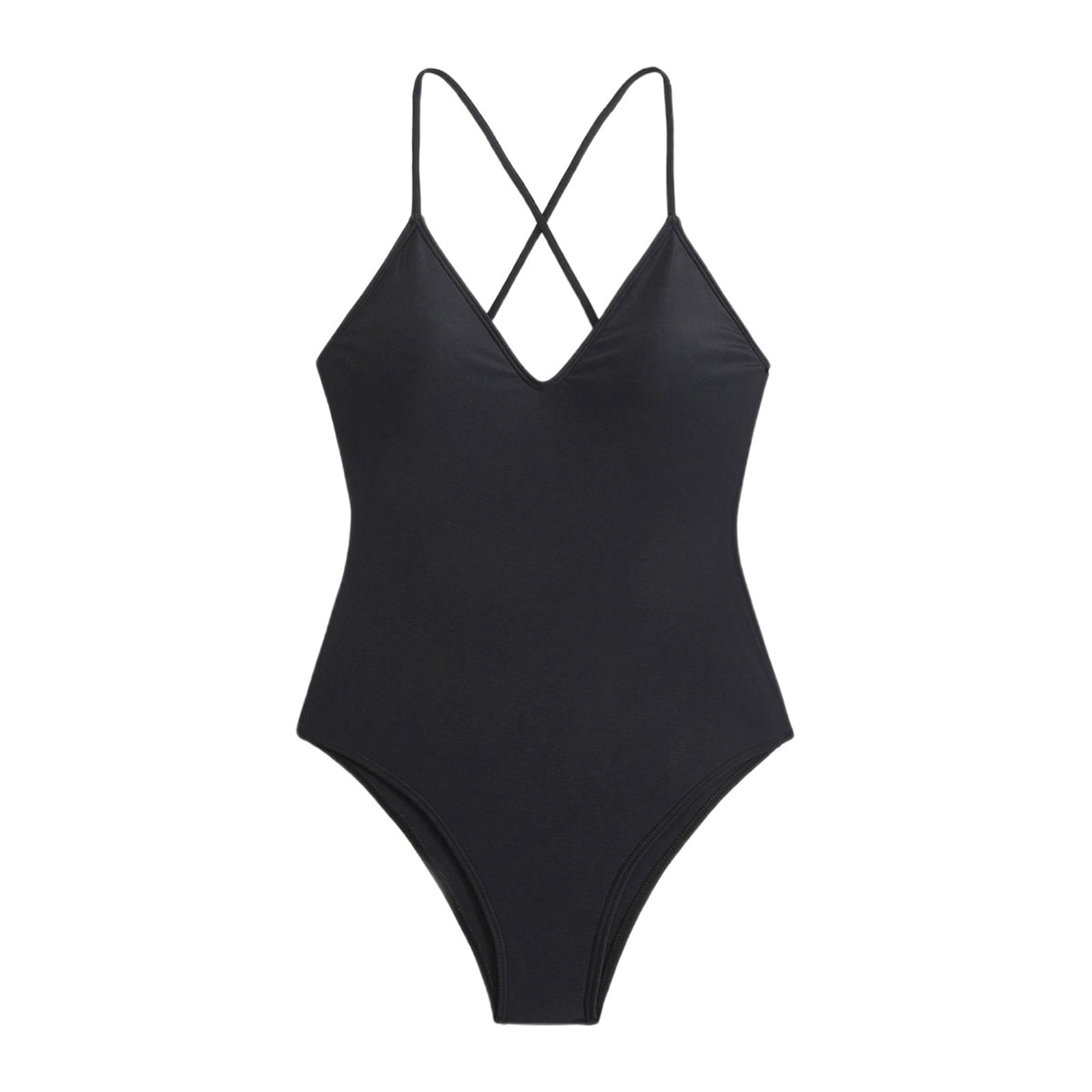 EHRWE One Piece Swimsuit Women 2025 Ladies Solid Color Skinny Slim ...