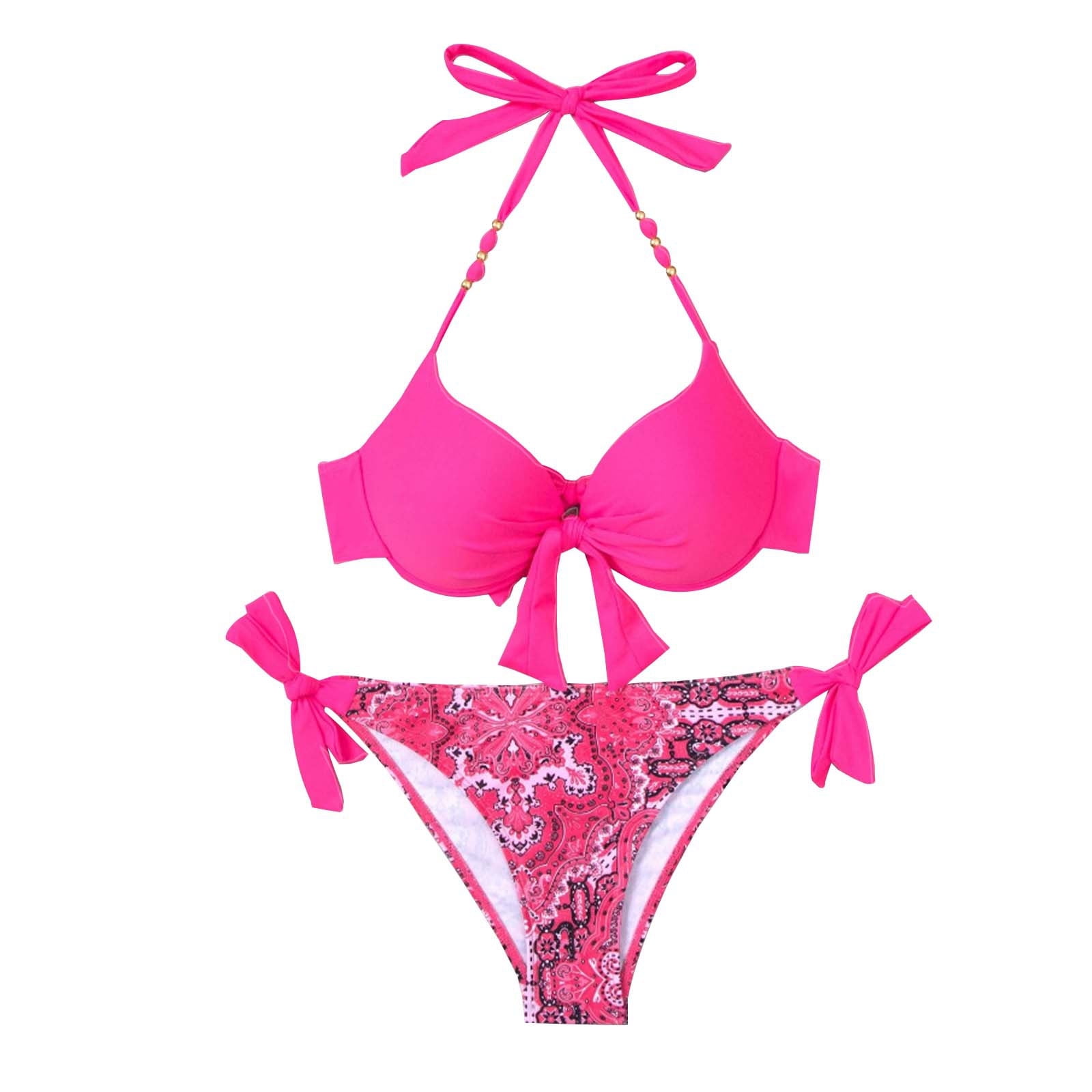 Ehrwe Womens Bikini Sets Sexy Fashion Bikini Strap Split Swimsuit Pink Sizes S Xl