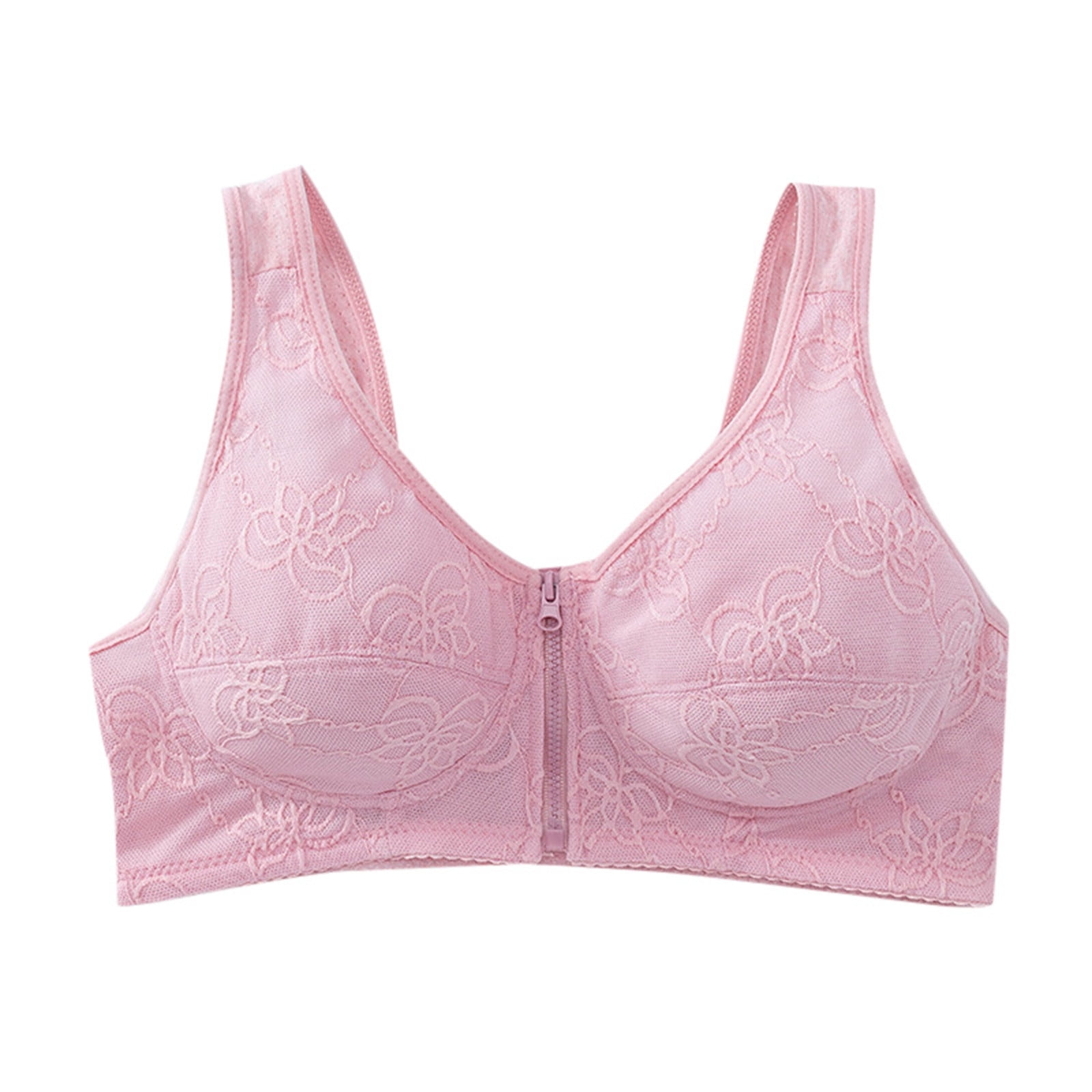 EHRWE Womens Push Up Bras Front Zipper Lace Edge Wirefree Movement ...