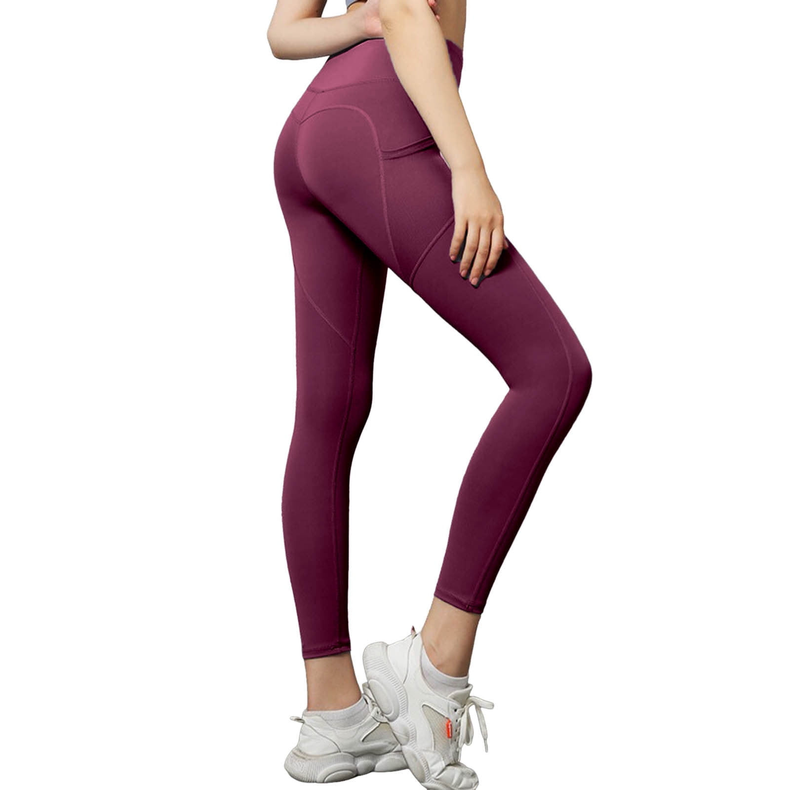 EHRWE Yoga Pants For Women Peach Butt Mesh Side Pocket Yoga Pants High ...