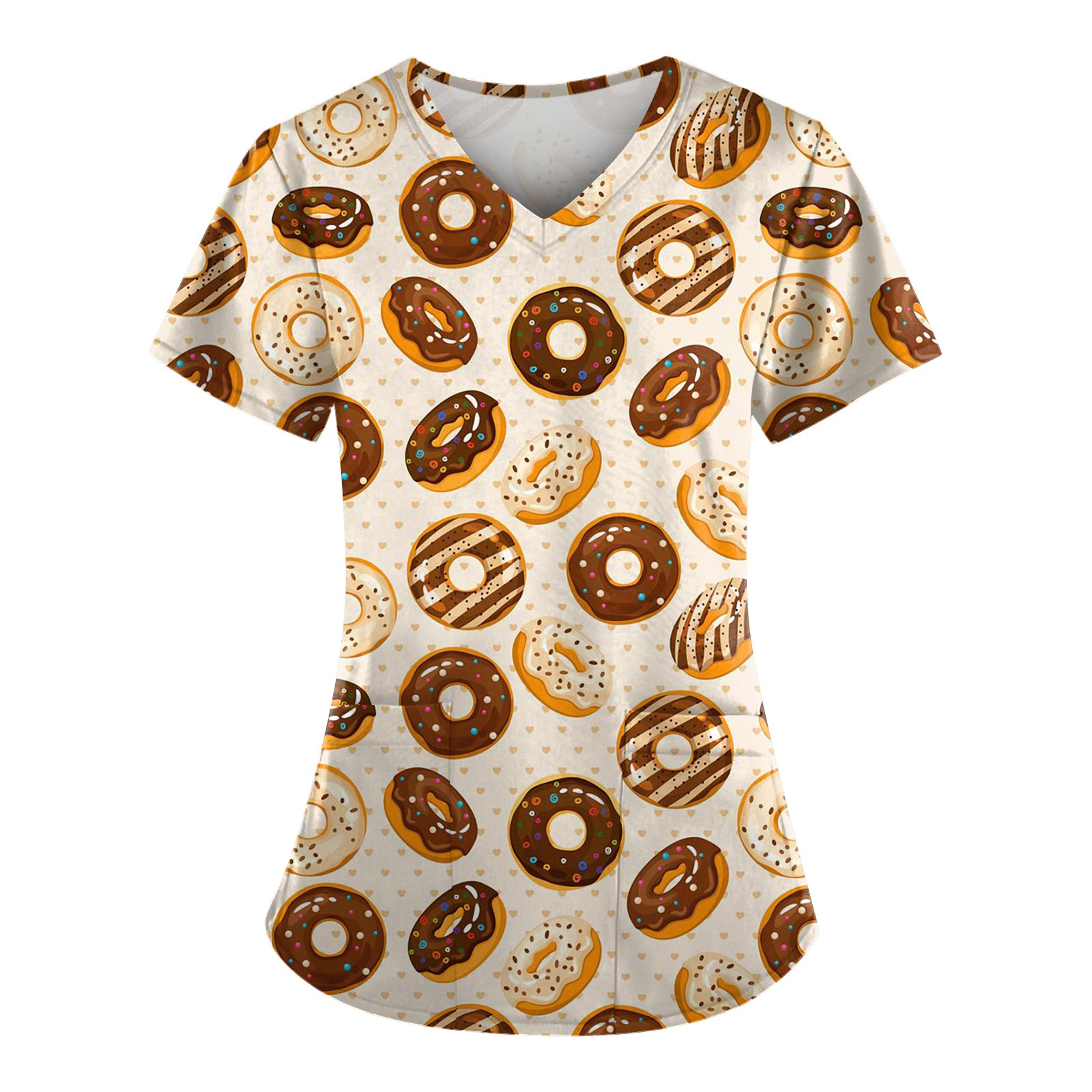 EHTMSAK Doughnut Scrubs for Women Plus Cartoon Nurse Trendy Casual ...