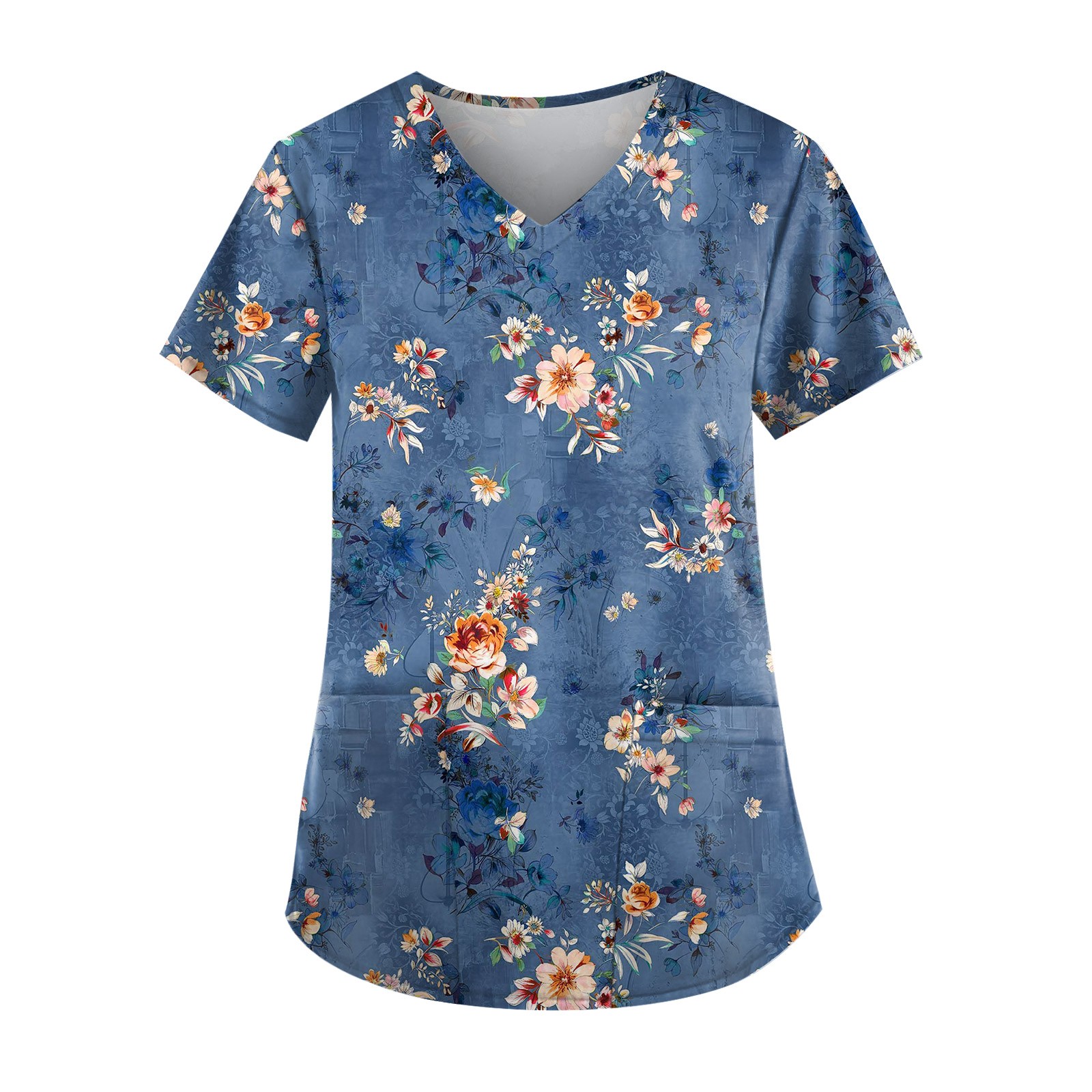 EHTMSAK Floral Scrub Suit for Women Set Flowers Workwear Casual with ...