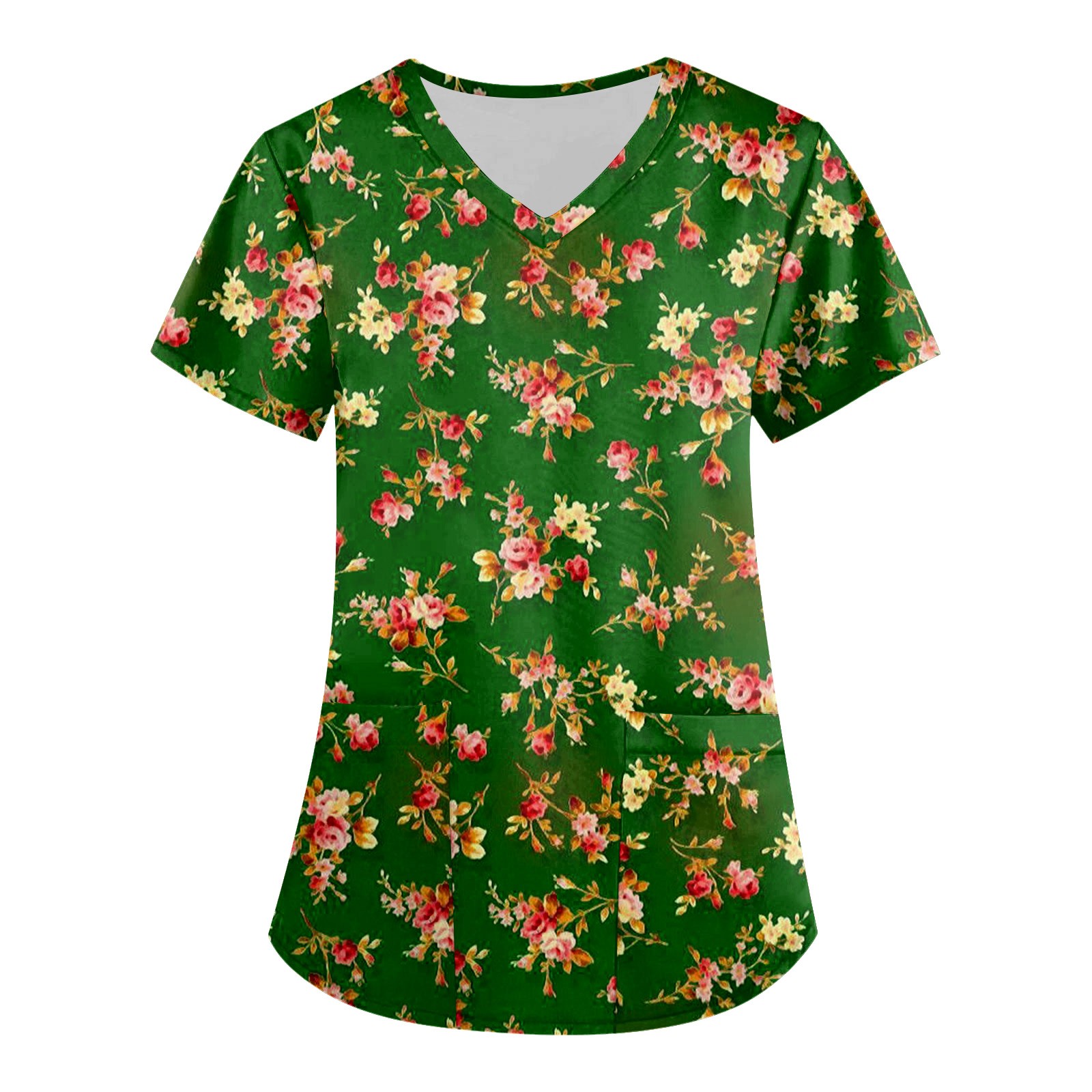EHTMSAK Floral Scrubs Uniforms Women Flowers Nurse Nursing Uniform ...