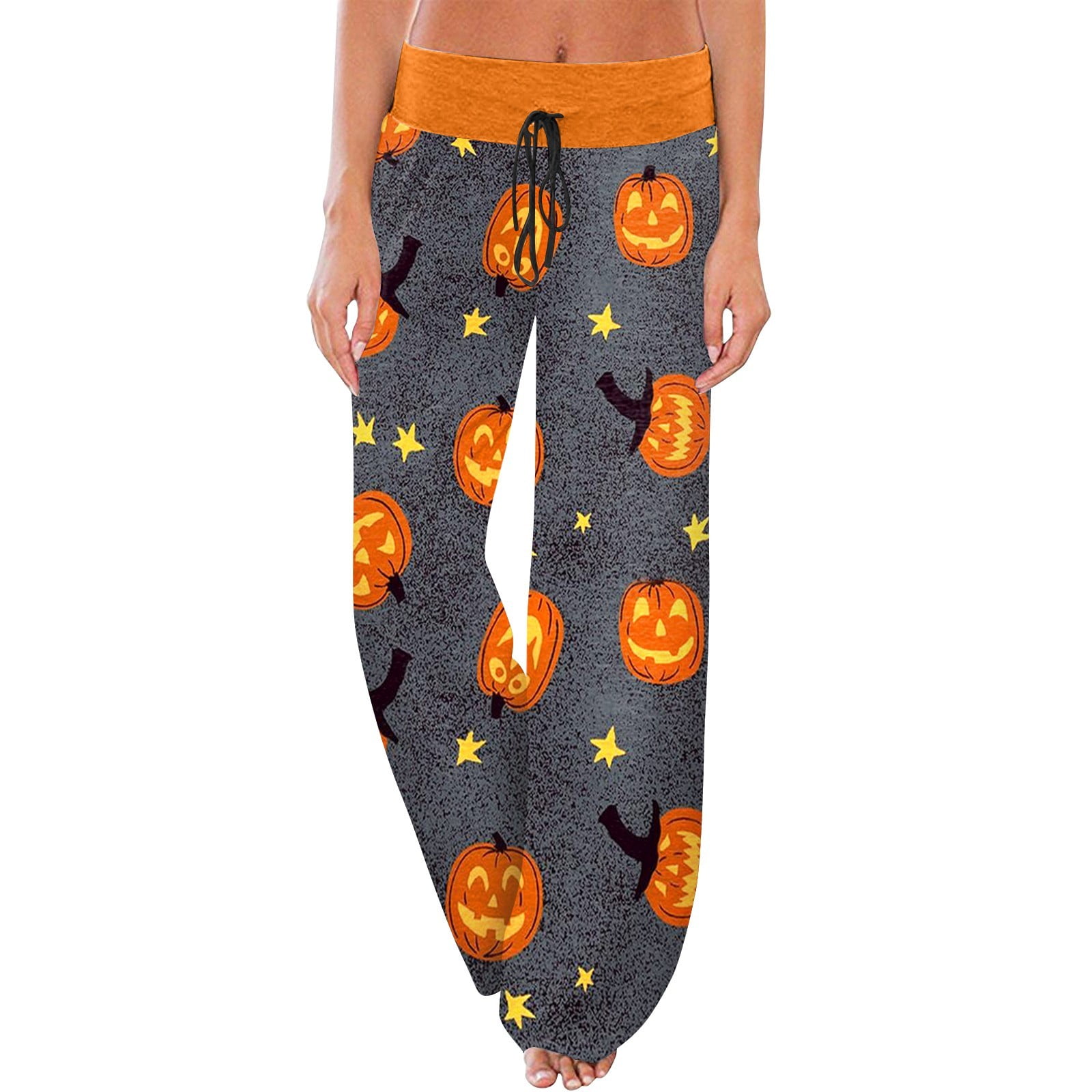 EHTMSAK Halloween Pajama Pants Women Plus Graphic Fall Wide Leg ...