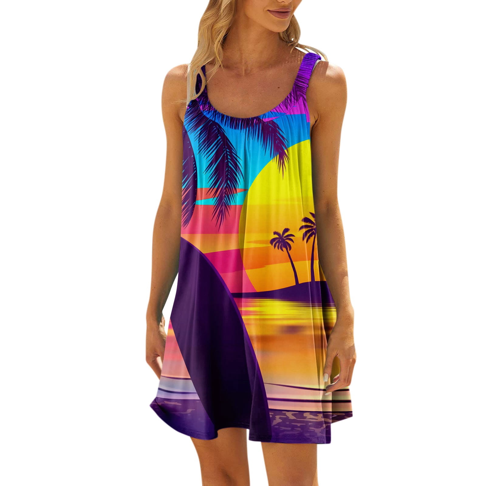 EHTMSAK Hawaiian Dresses for Women Luau Tropical 2024 Sundresses Beach ...