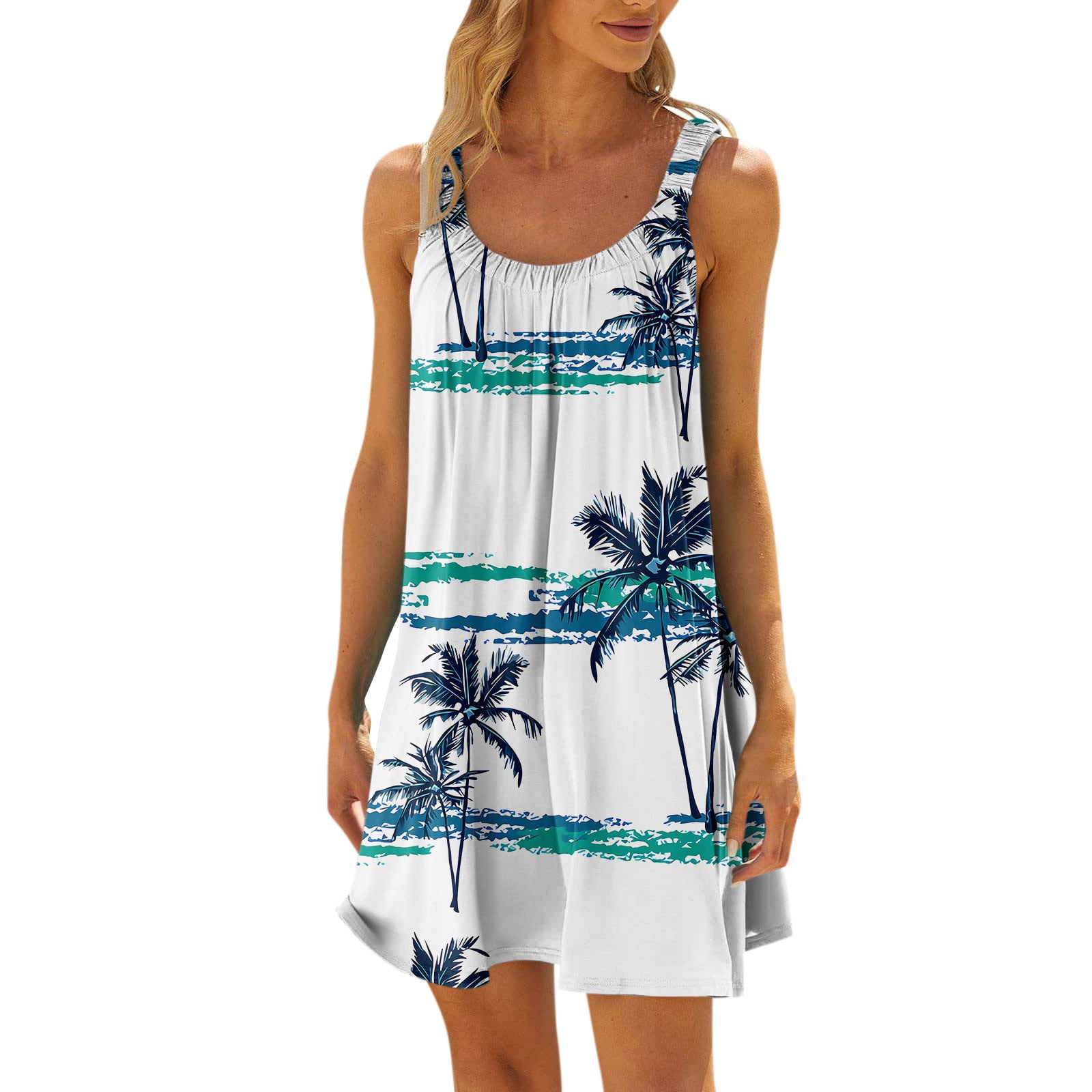 EHTMSAK Hawaiian Dresses for Women Luau Tropical Summer Tank Dresses ...