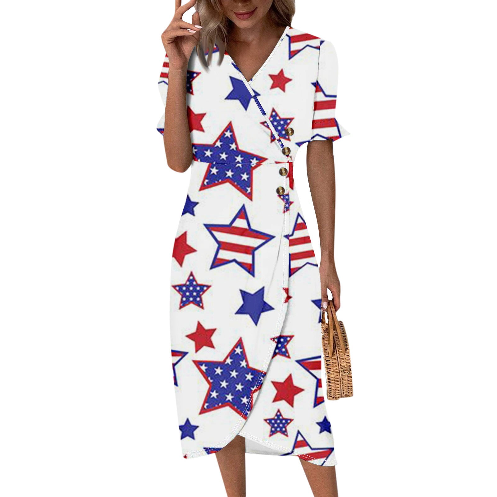 EHTMSAK Independence Day Summer Long Dresses for Women 2024 4th Of July ...