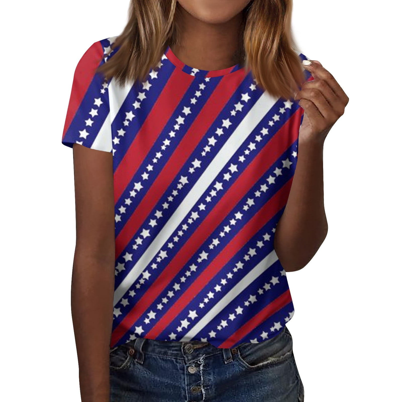 EHTMSAK Independence Day Womens Western Shirts Short Sleeve 4th Of July ...