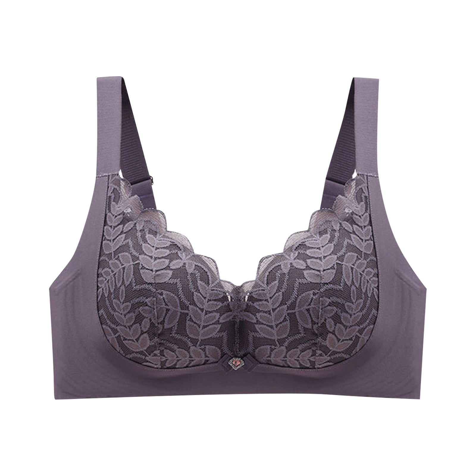 Ehtmsak Lace Push Up Bras For Women Plus Size Floral Underwire Soft Cup Everyday Bra Dark Purple