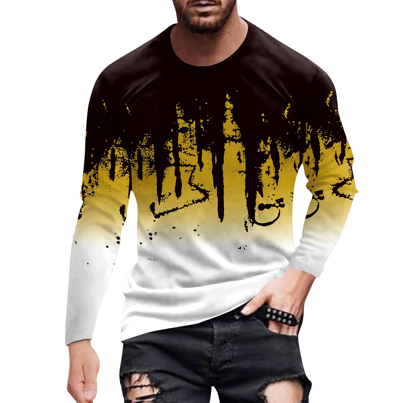 EHTMSAK Long Sleeve Compression Shirts for Men Crew Neck Polo Shirts ...