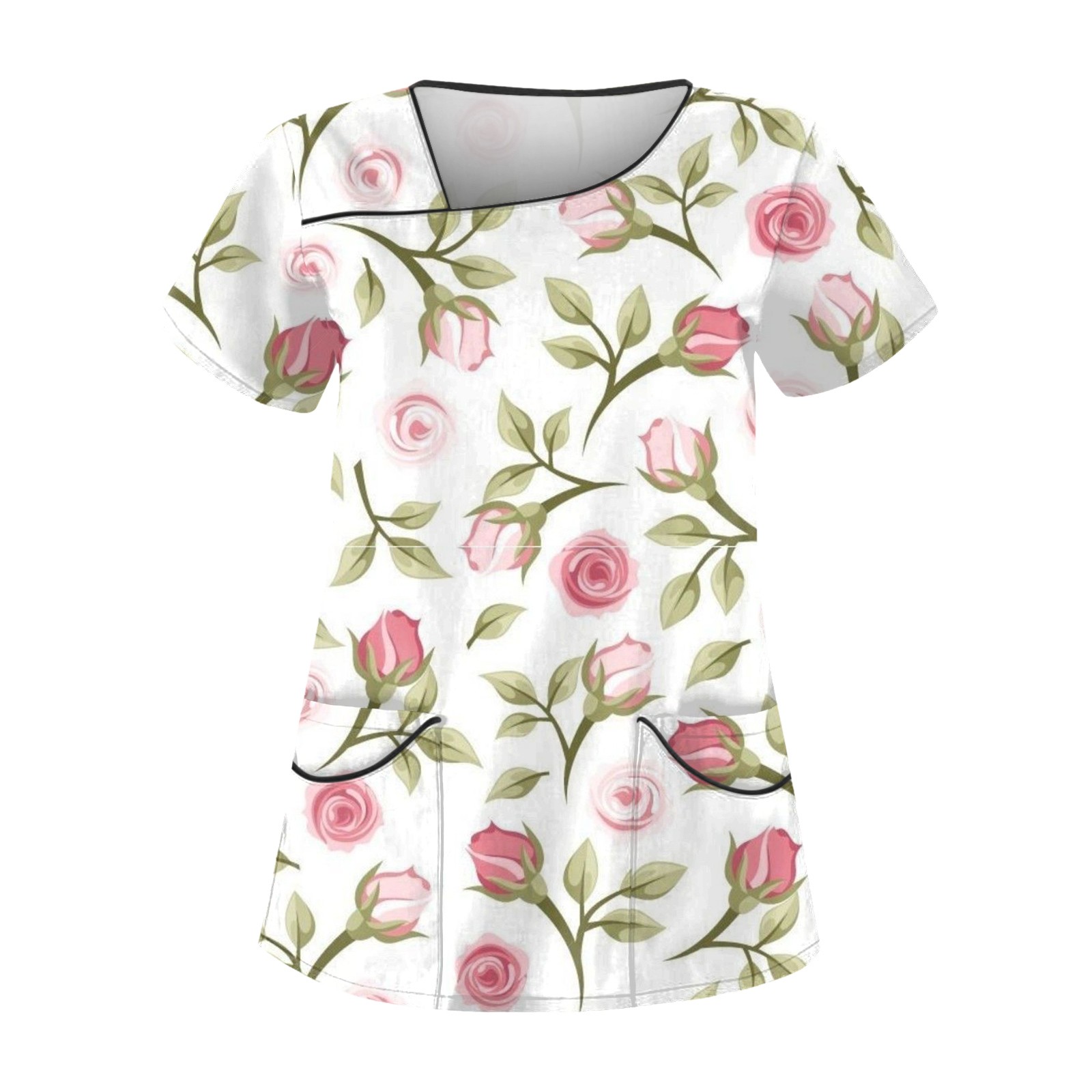 EHTMSAK Nurse Top Floral with Pocket Nurse Working Uniforms Printed V ...