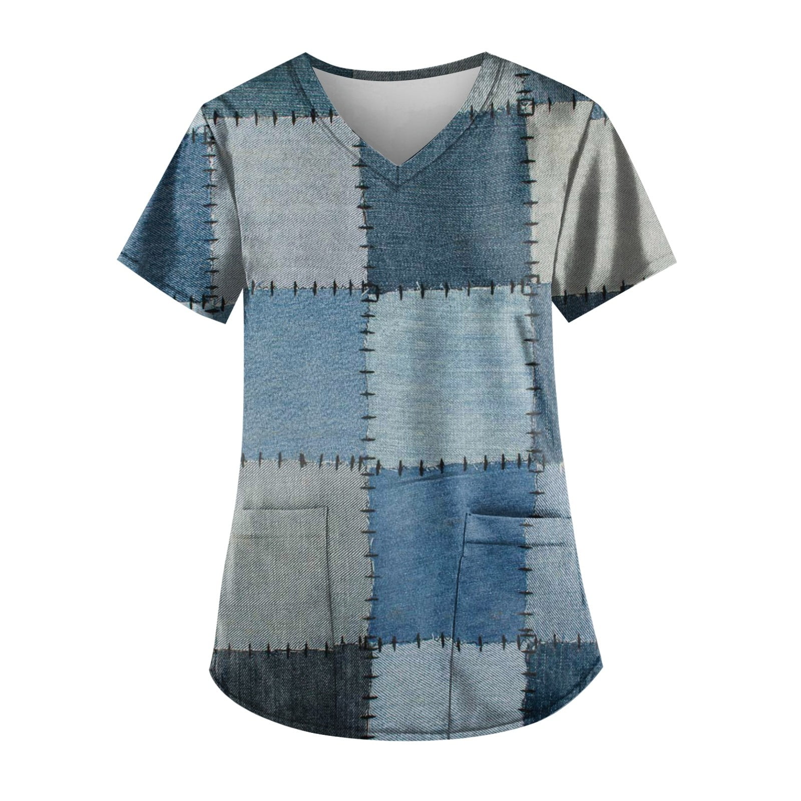 Customer reviews for EHTMSAK Nursing Denim Print Scrubs for Women Plus ...