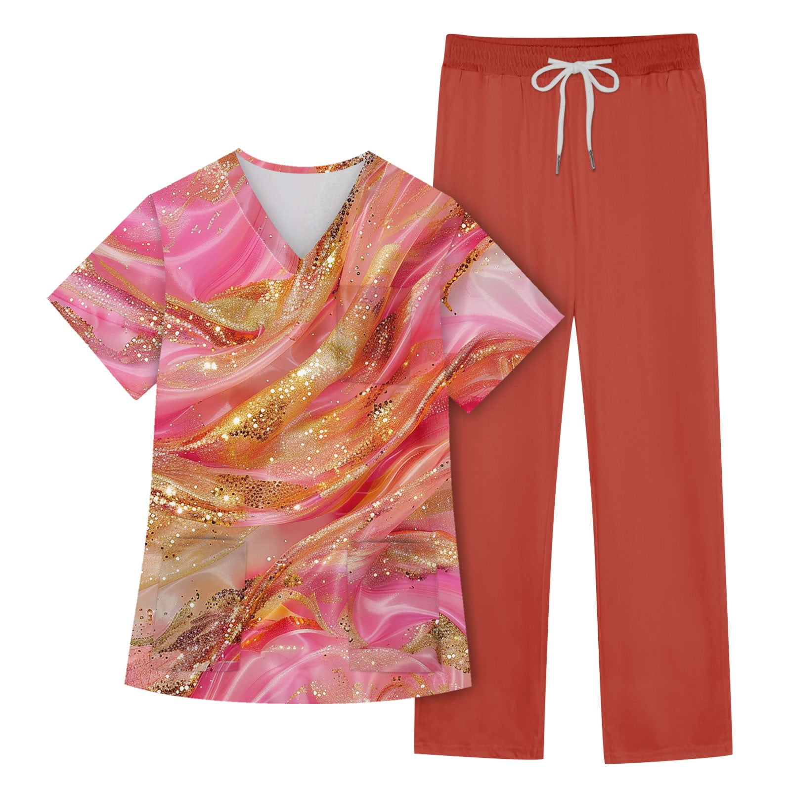 Ehtmsak Nursing Scrubs For Women Sets Tie Dye Plus Size Nursing Uniform