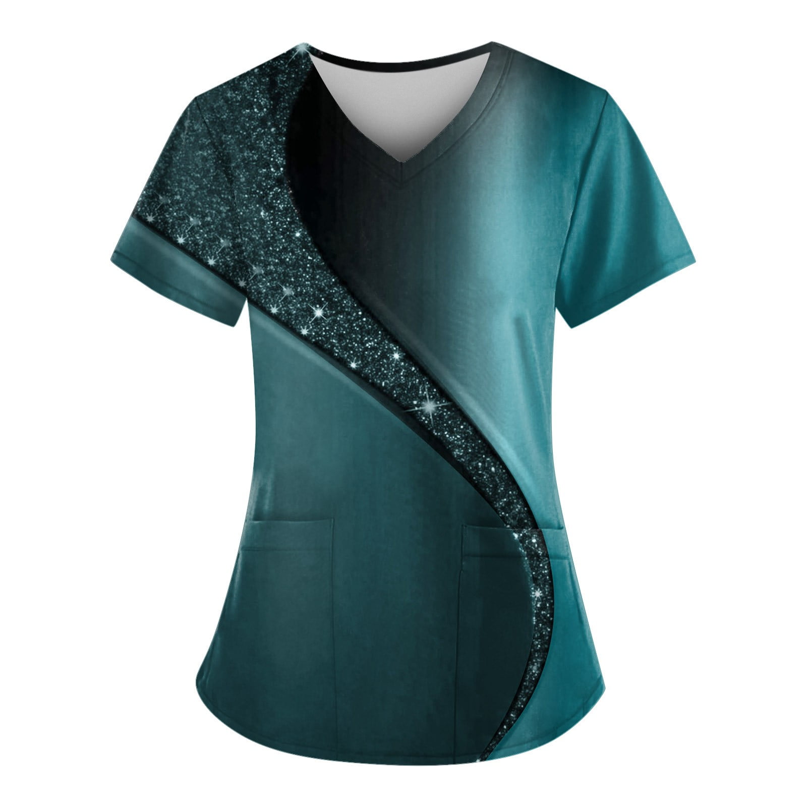 EHTMSAK Nursing Tie Dye Scrub Tops for Women Brown Graphic Workwear with Pocket Casual Scrub ...