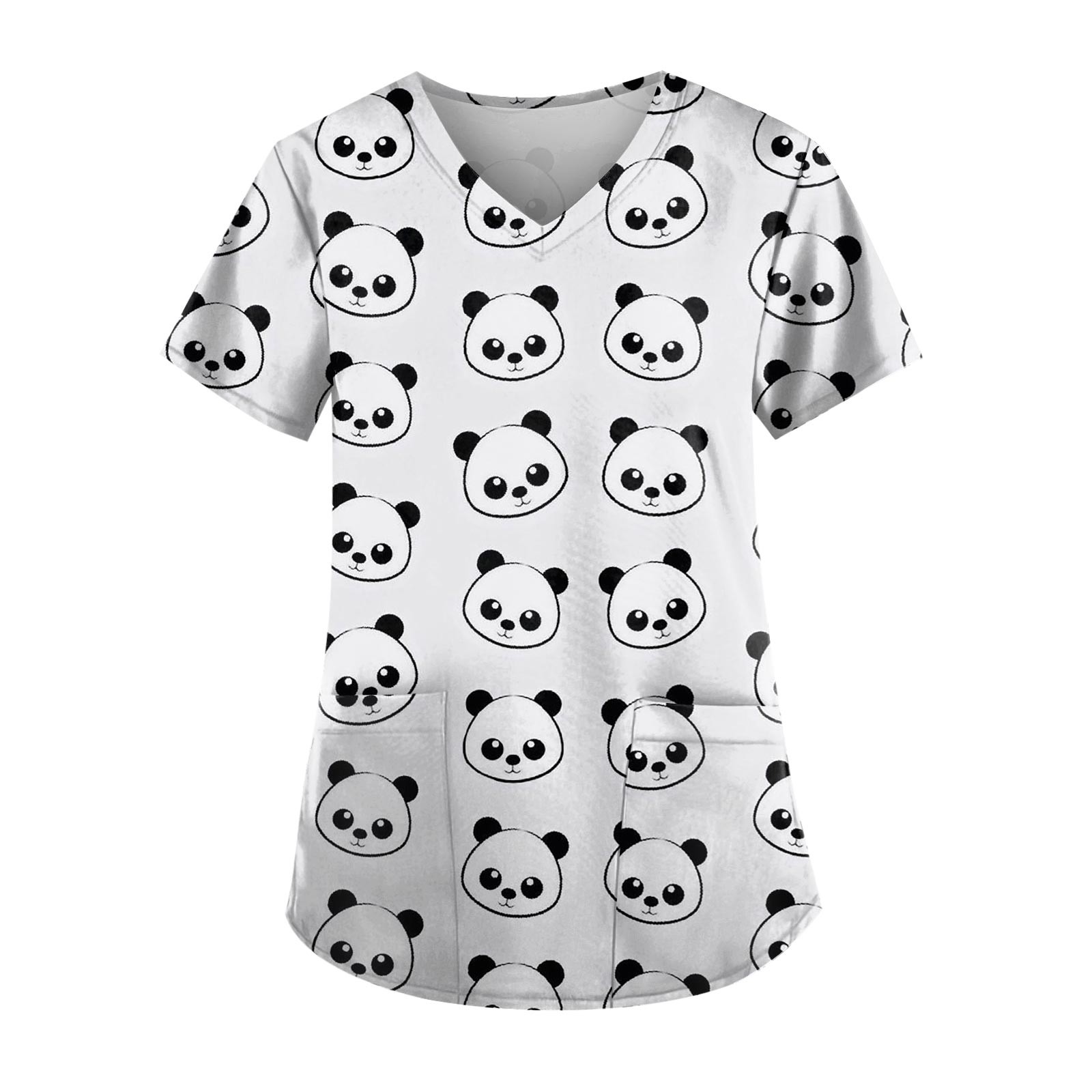 EHTMSAK Panda Scrubs Sets for Women Free Cartoon Trendy Short Sleeve ...