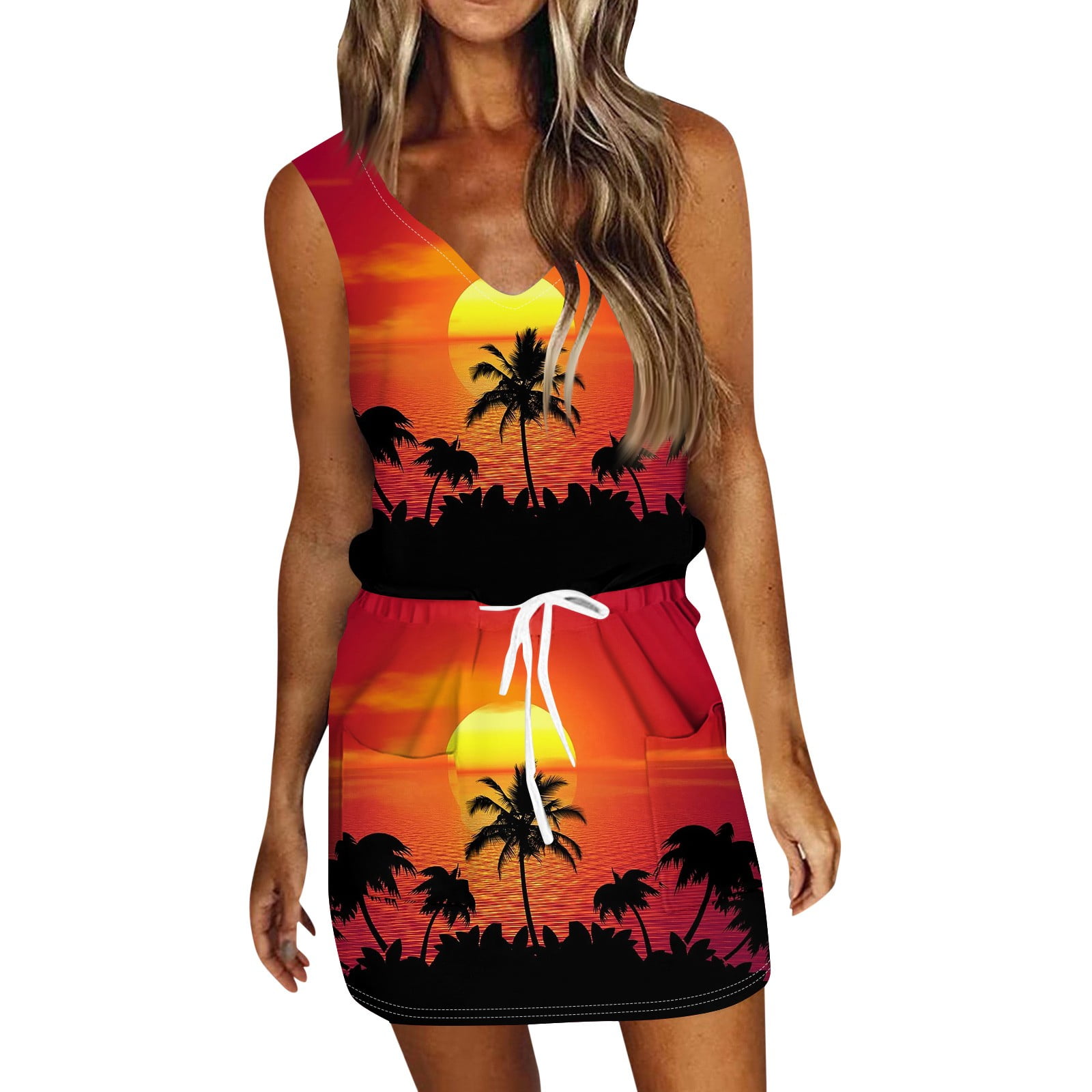 Ehtmsak Plus Size Dresses For Curvy Women Summer Crew Neck Beach