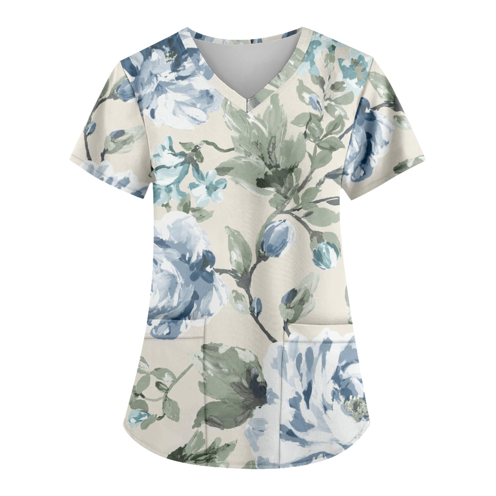 EHTMSAK Plus Size Tops for Women Women Scrubs Top with Pocket Floral ...