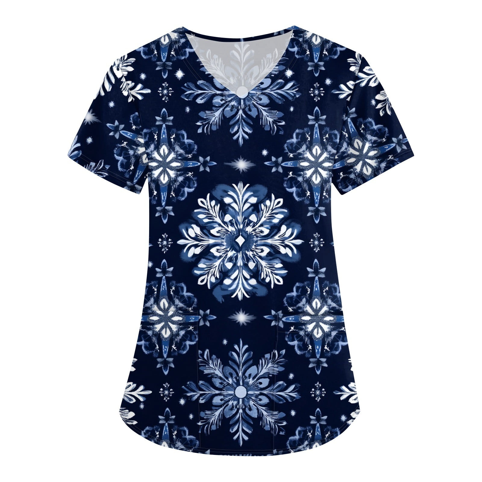 EHTMSAK Scrub Tops for Women Christmas Print with Pockets Christmas ...