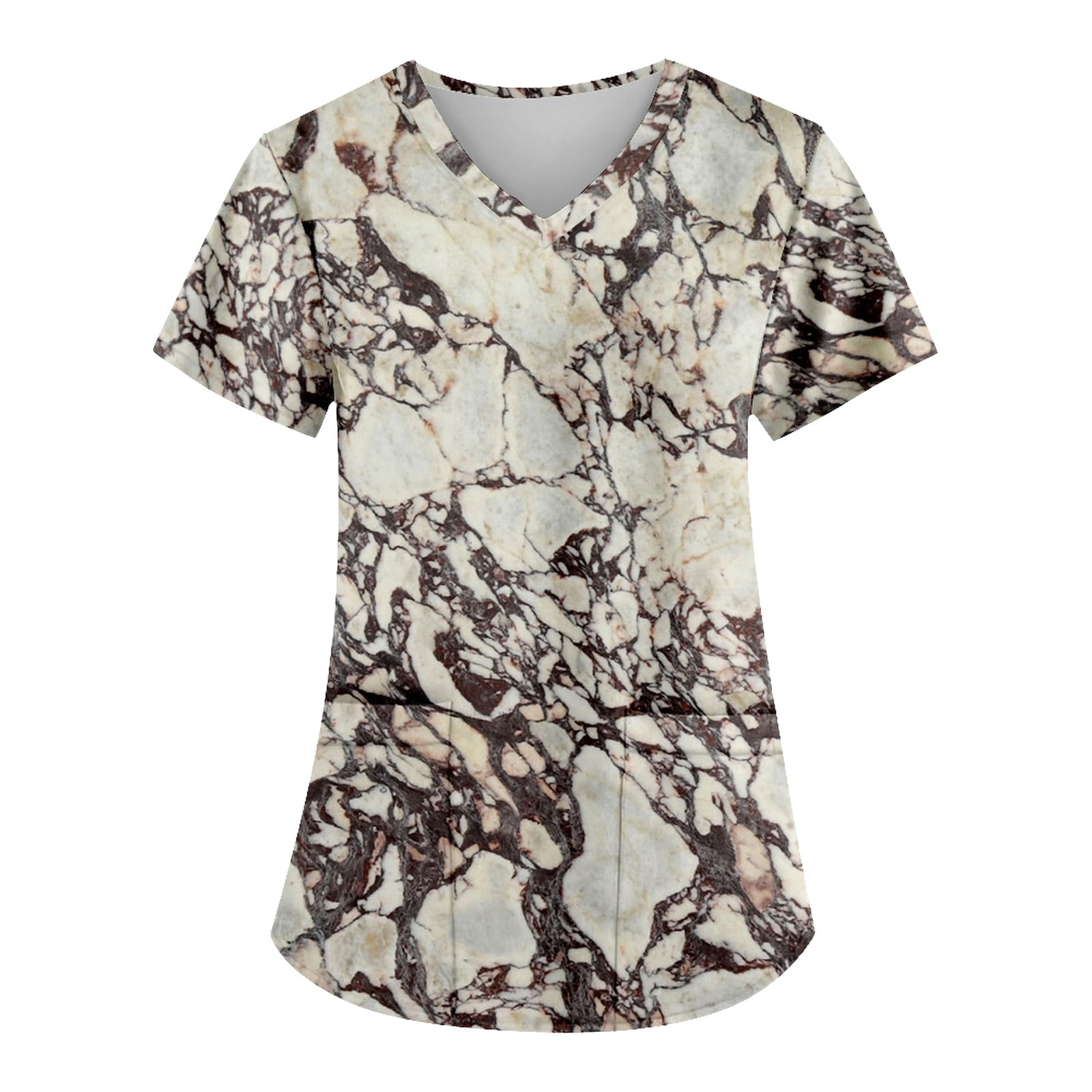 EHTMSAK Scrubs Tops Women Printed Floral with Pocket Nurse Working ...