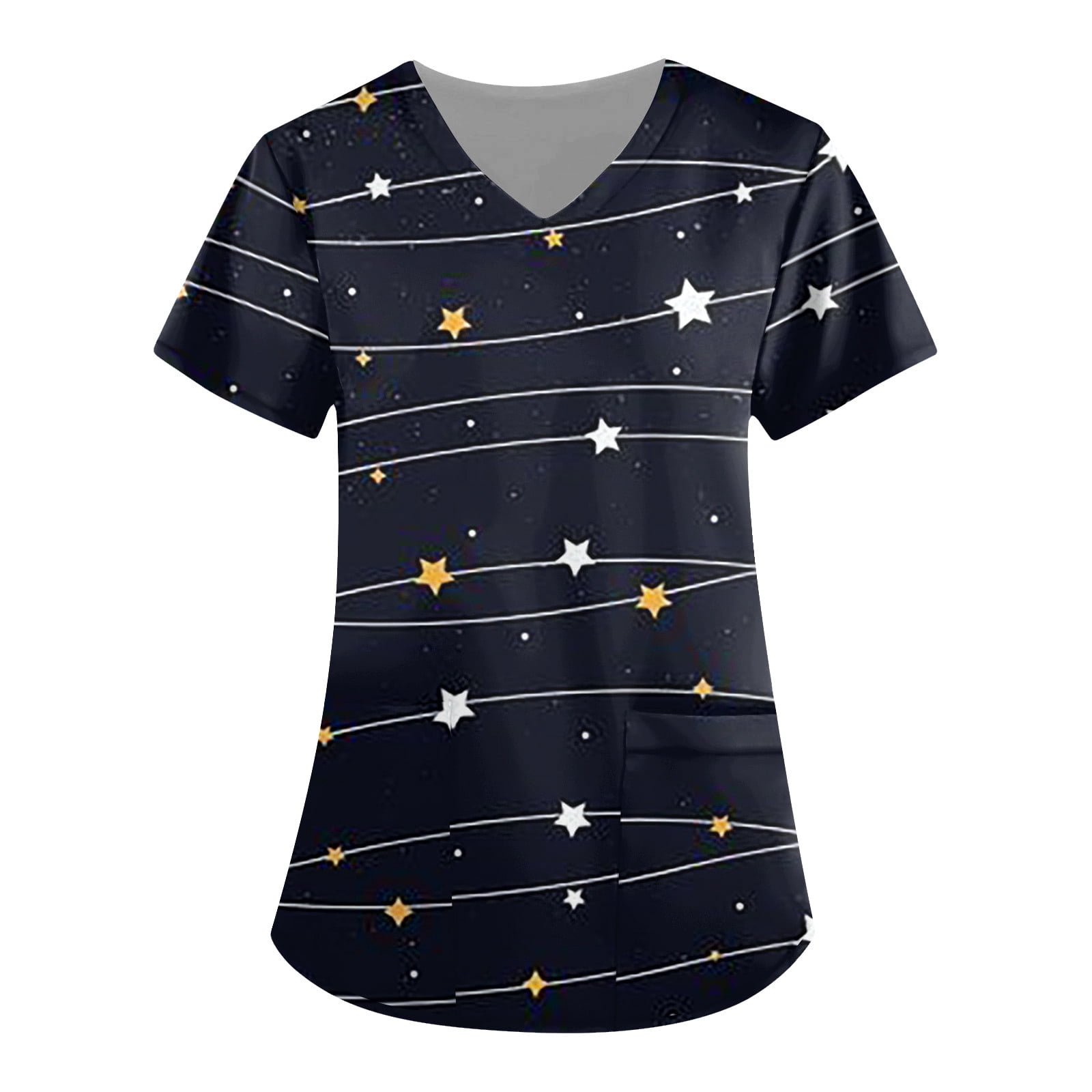 EHTMSAK Tie Dye Scrubs Plus Size Women Graphic Workwear Nursing Uniform ...