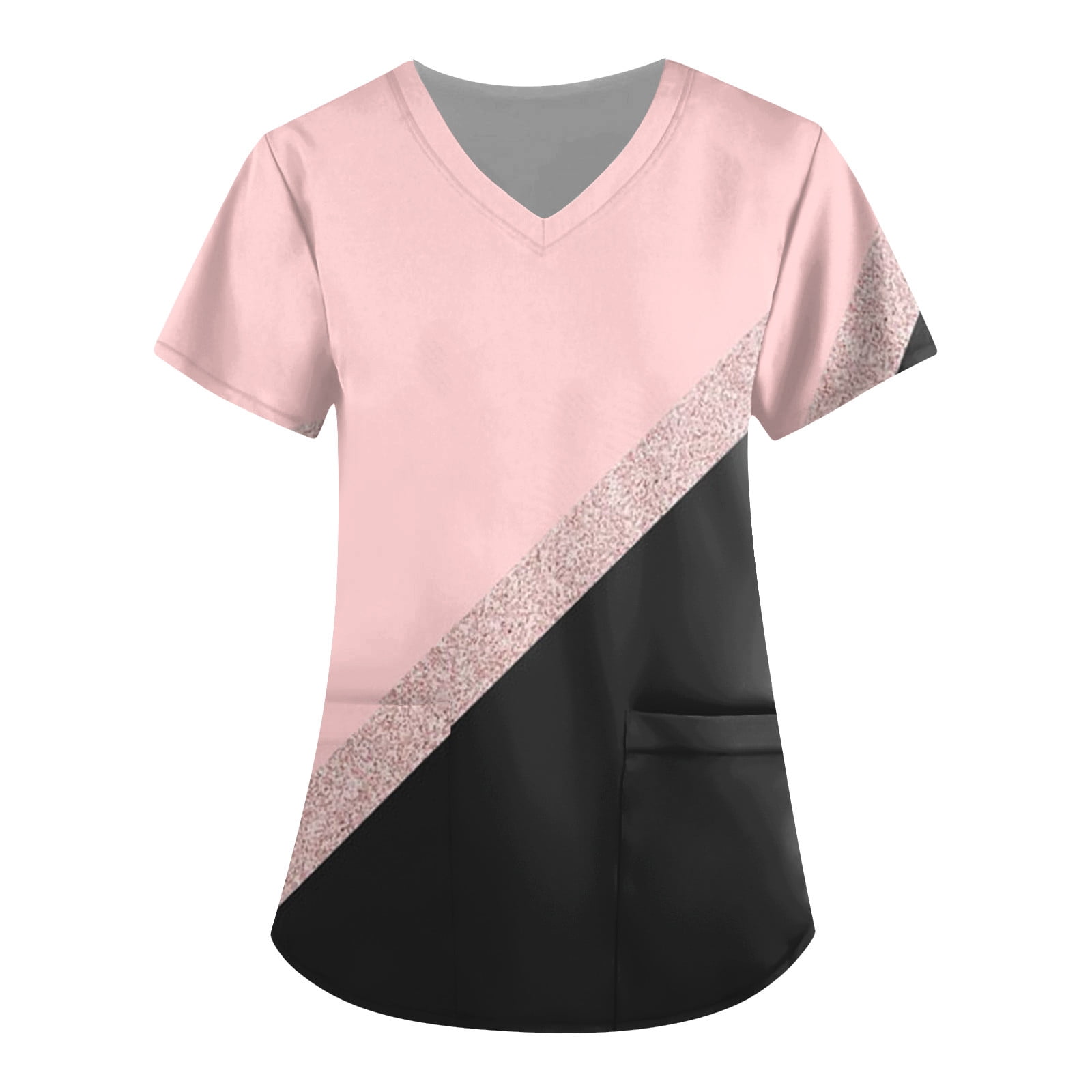 EHTMSAK Uniform Geometric Scrubs Jacket Women Graphic V Neck Casual ...